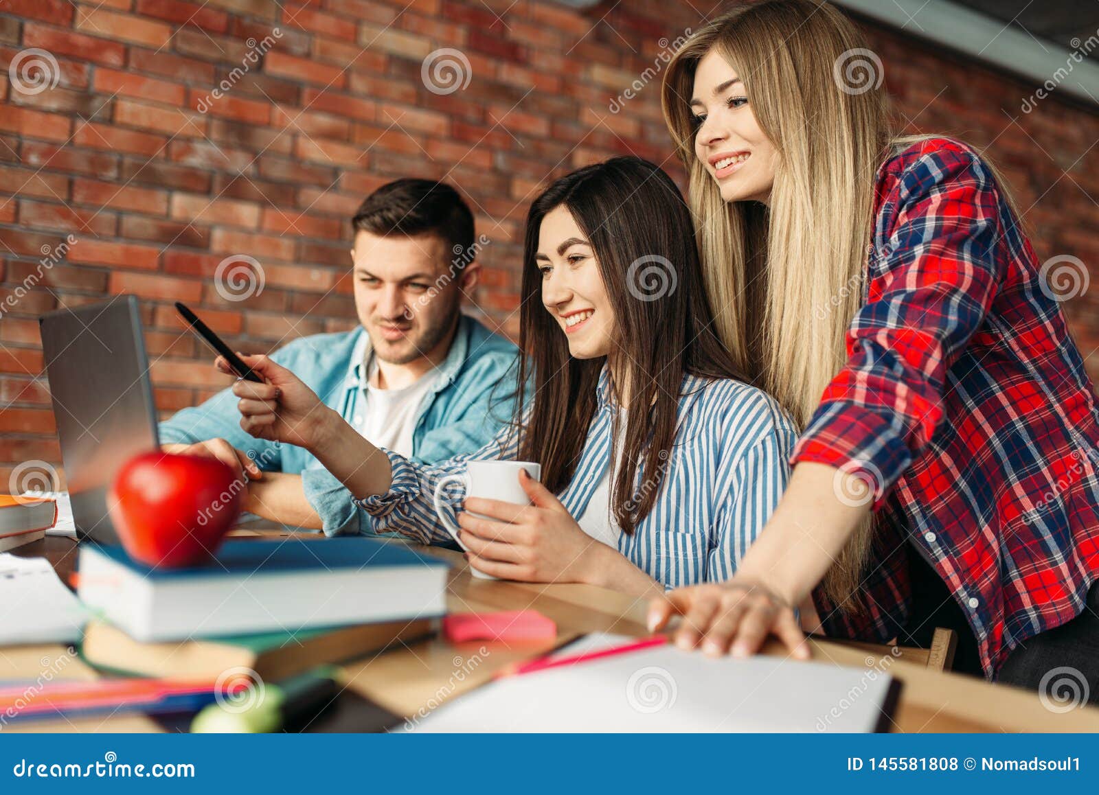 Highschool Students Messing In Class During Break Stock Photo ...