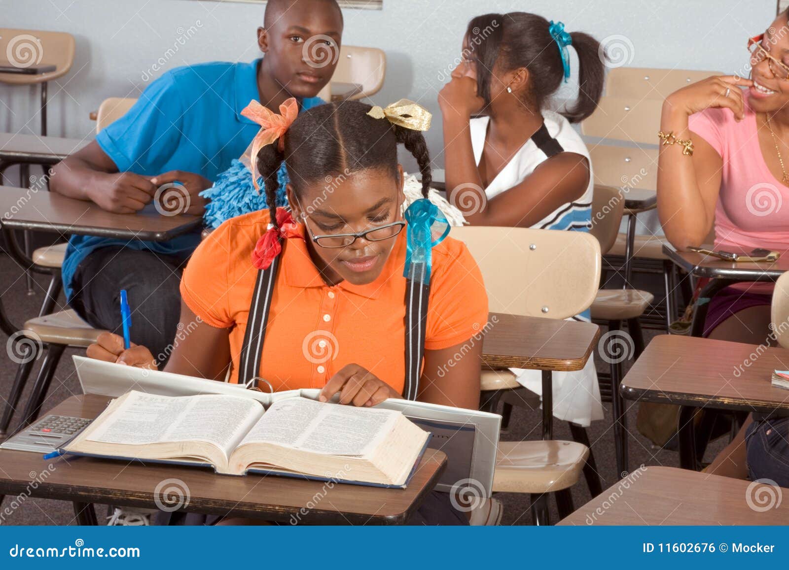 Highschool Students Messing In Class During Break Royalty Free Stock ...