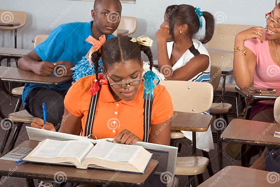 Highschool Students Messing in Class during Break Stock Photo - Image ...