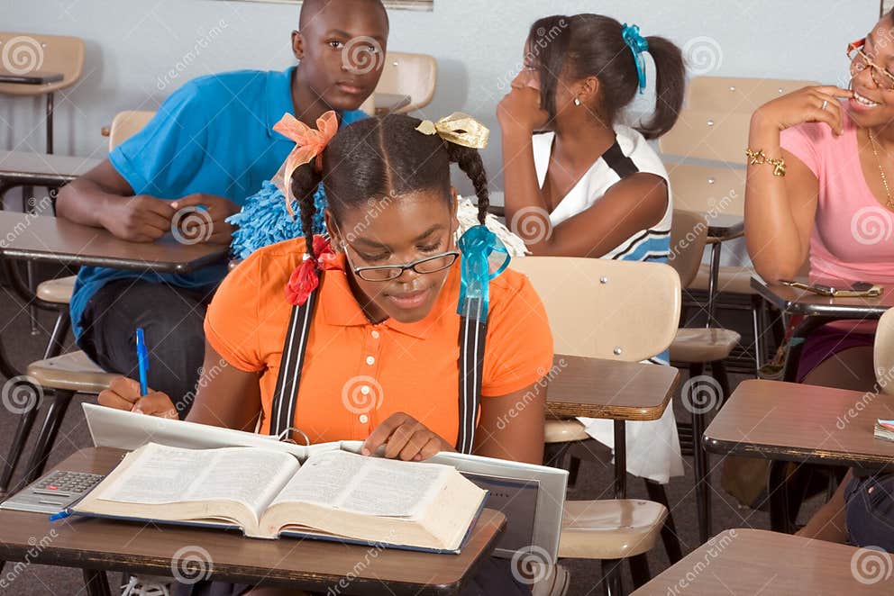 Highschool Students Messing in Class during Break Stock Photo - Image ...