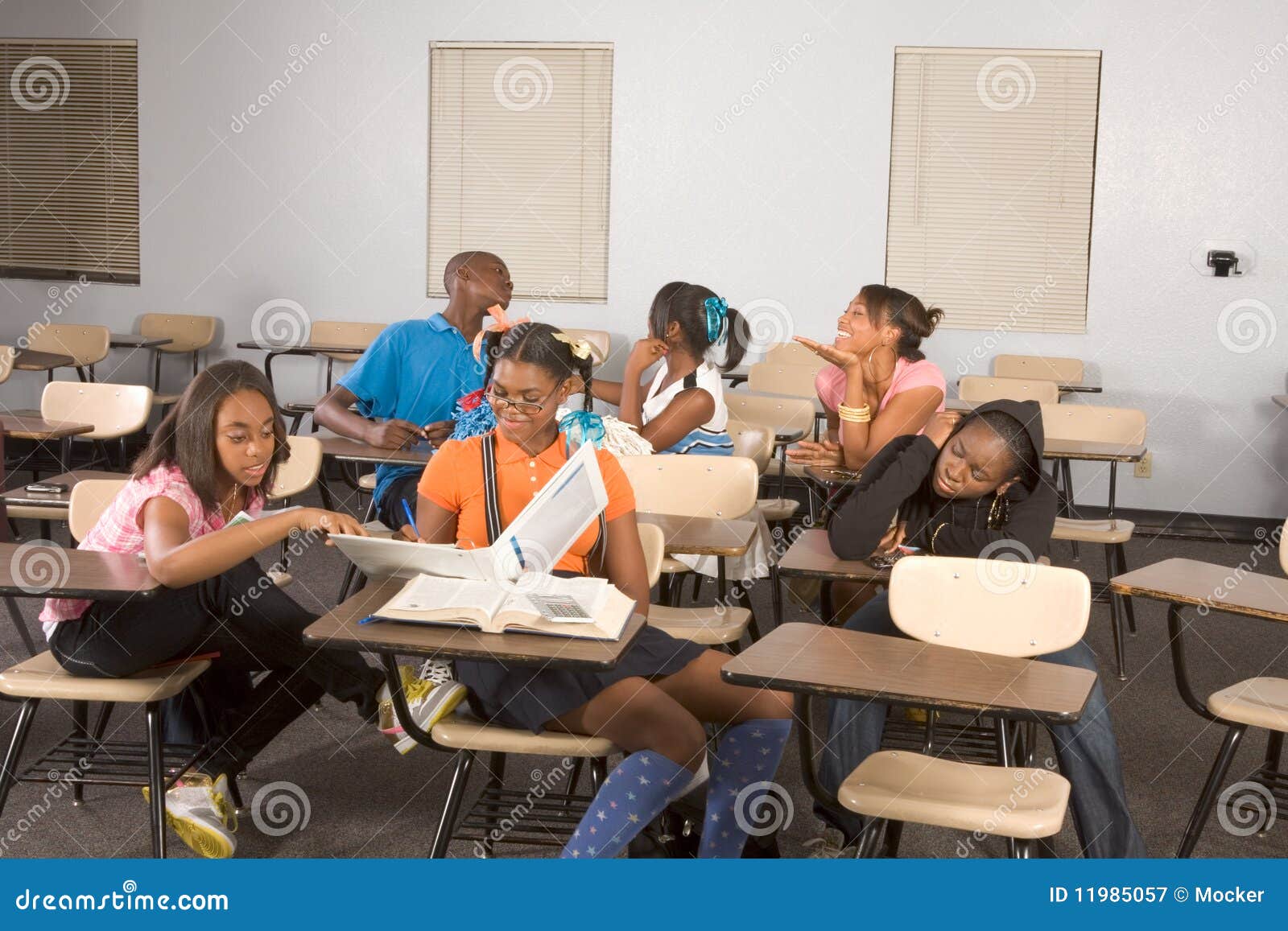 Highschool Students Messing In Class During Break Royalty Free Stock ...