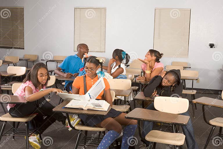 Highschool Students Messing in Class during Break Stock Image - Image ...