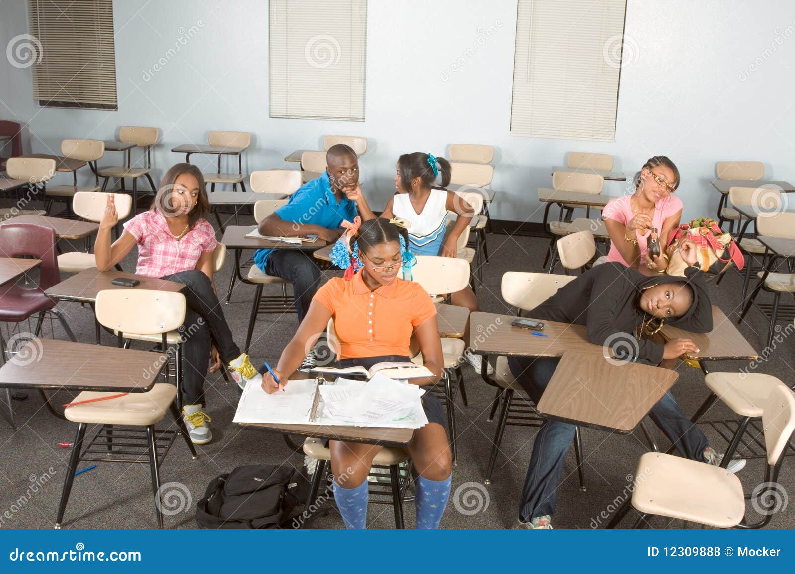 Highschool Students Messing in Class during Break Stock Photo - Image ...