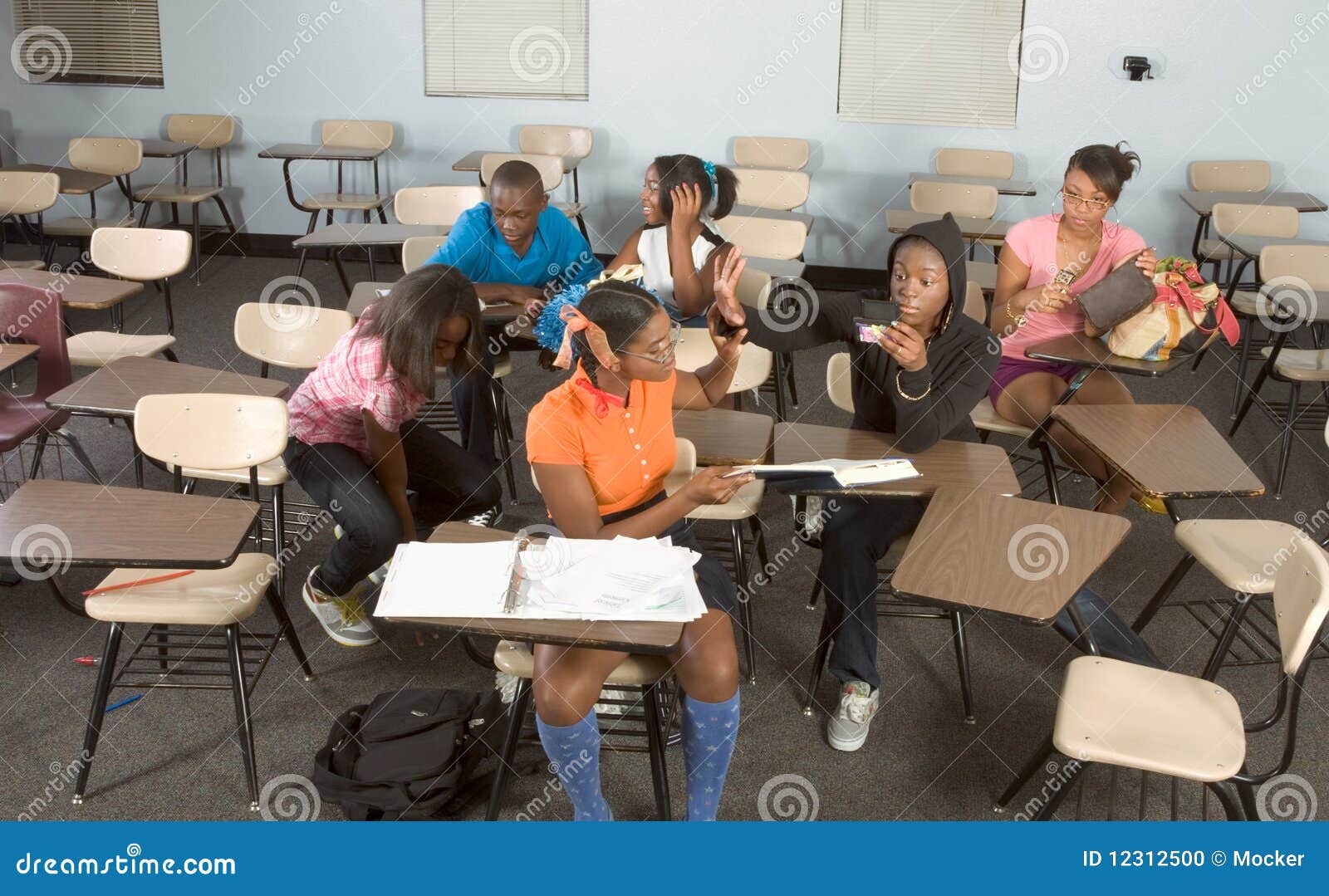 Highschool Students Messing in Class during Break Stock Photo - Image ...
