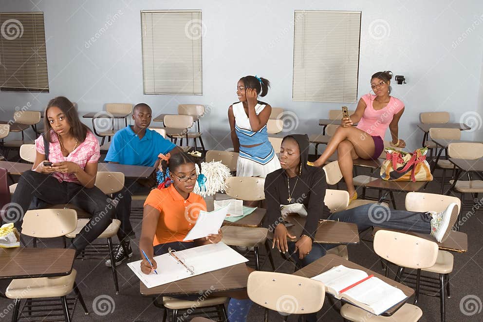 Highschool Students Messing in Class during Break Stock Photo - Image ...