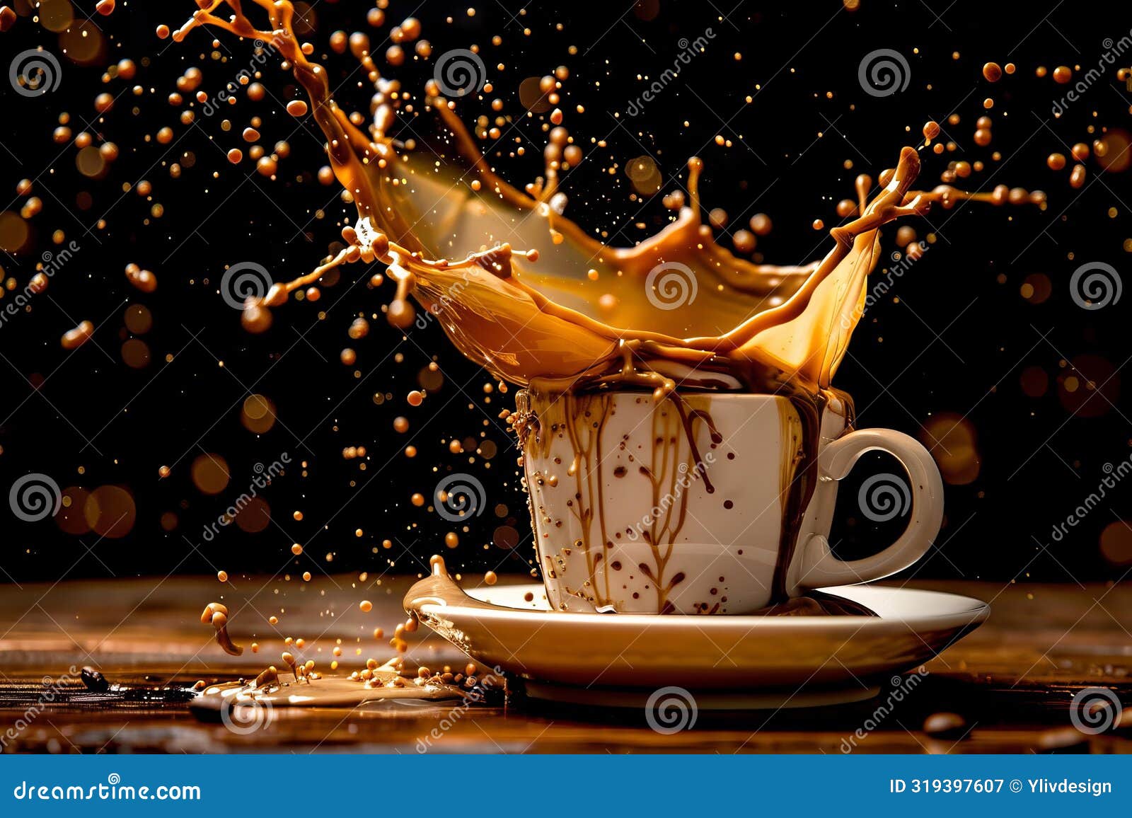 Dynamic Coffee Splash in Cup on Dark Background Stock Image - Image of ...