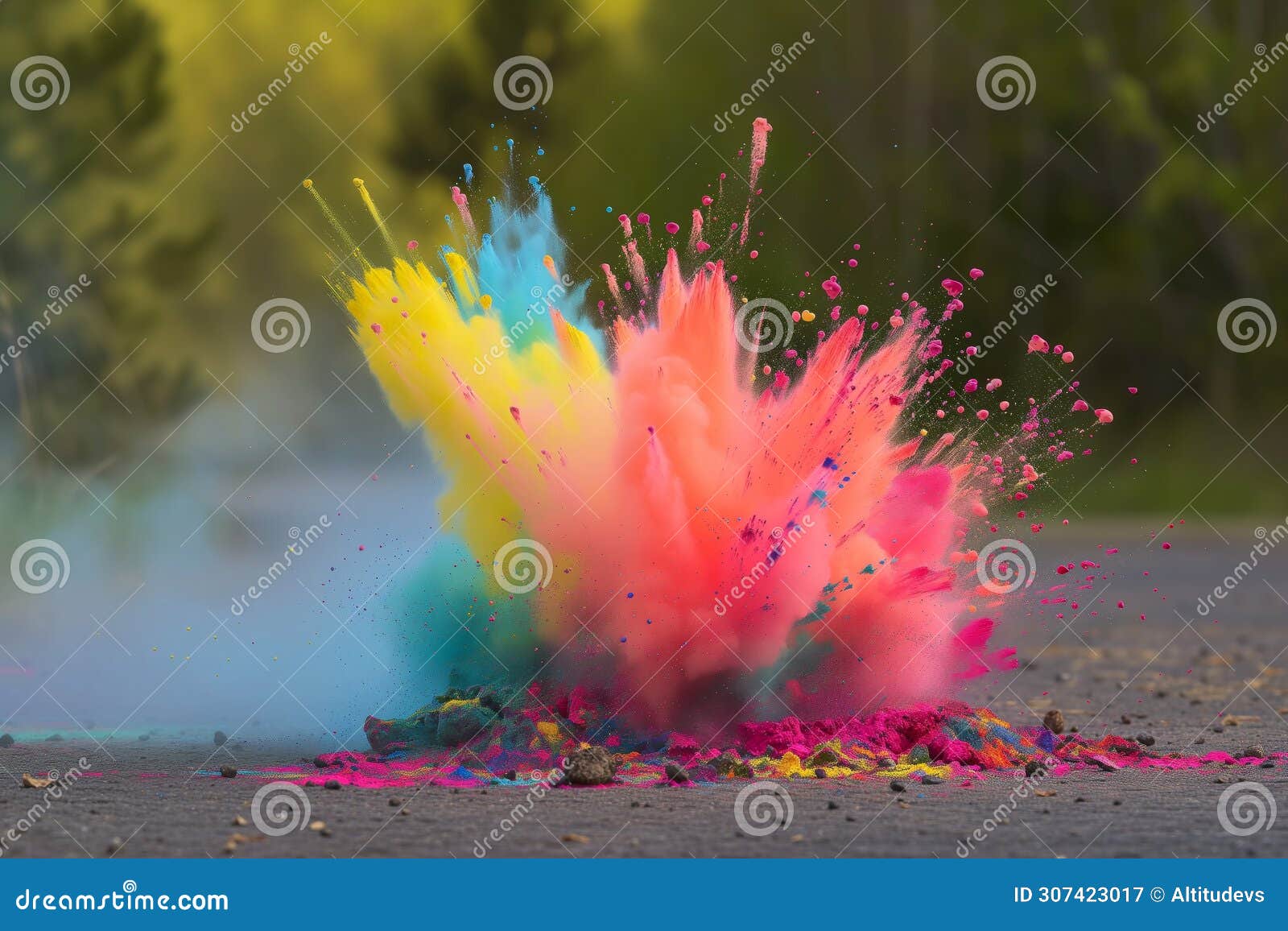 Highspeed Capture of Colorful Paint Bomb Exploding on Ground Stock ...