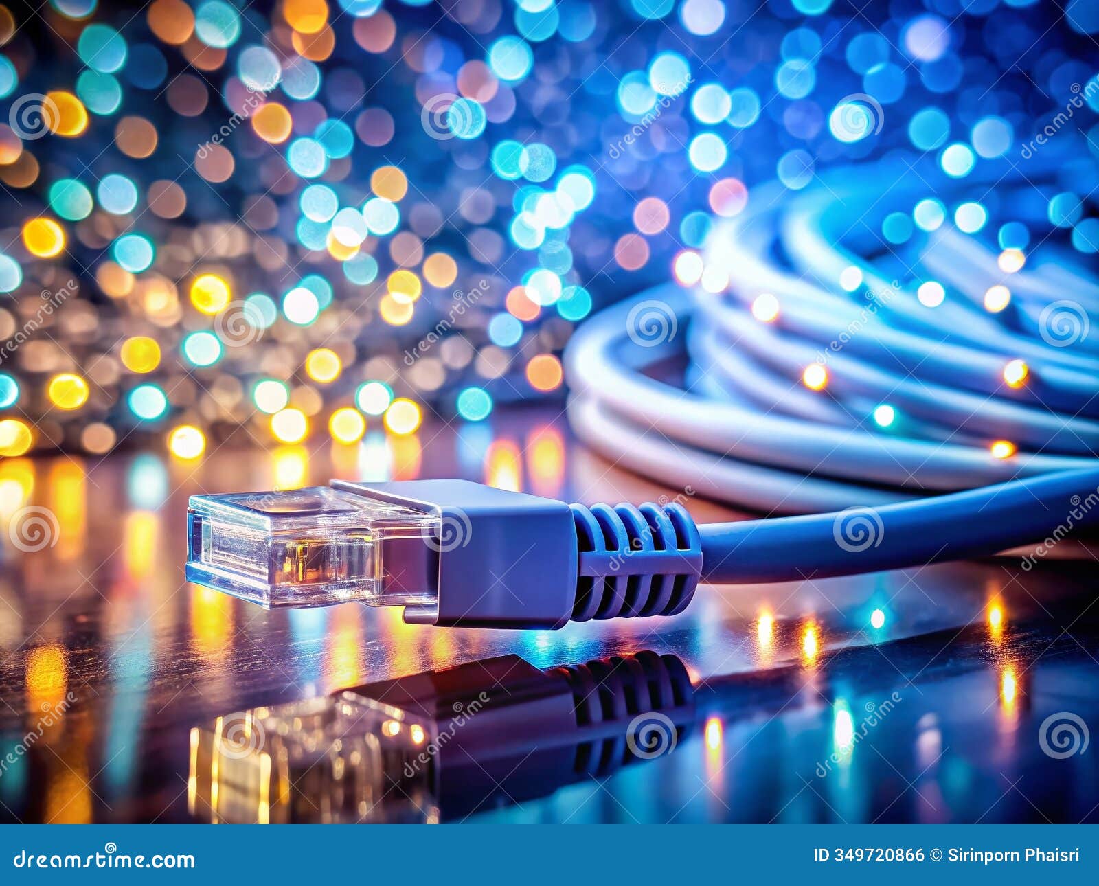 HighSpeed Network Connectivity a Modern Ethernet Cable Plugged into a ...