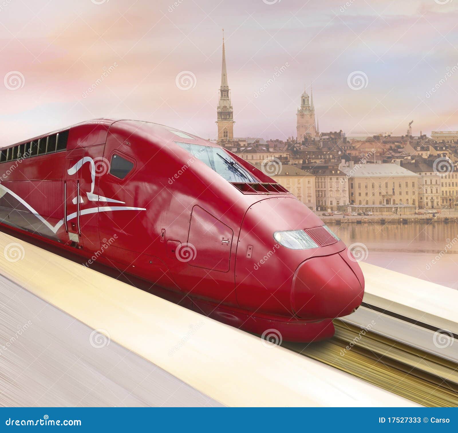 Highspeed red train stock image. Image of bridge, town - 17527333
