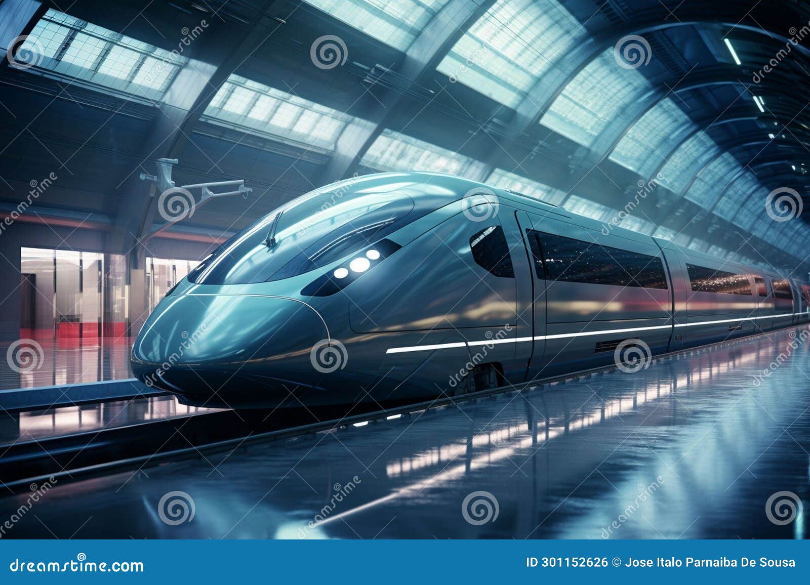 Highspeed Train Entering a Futuristic Station Stock Illustration ...