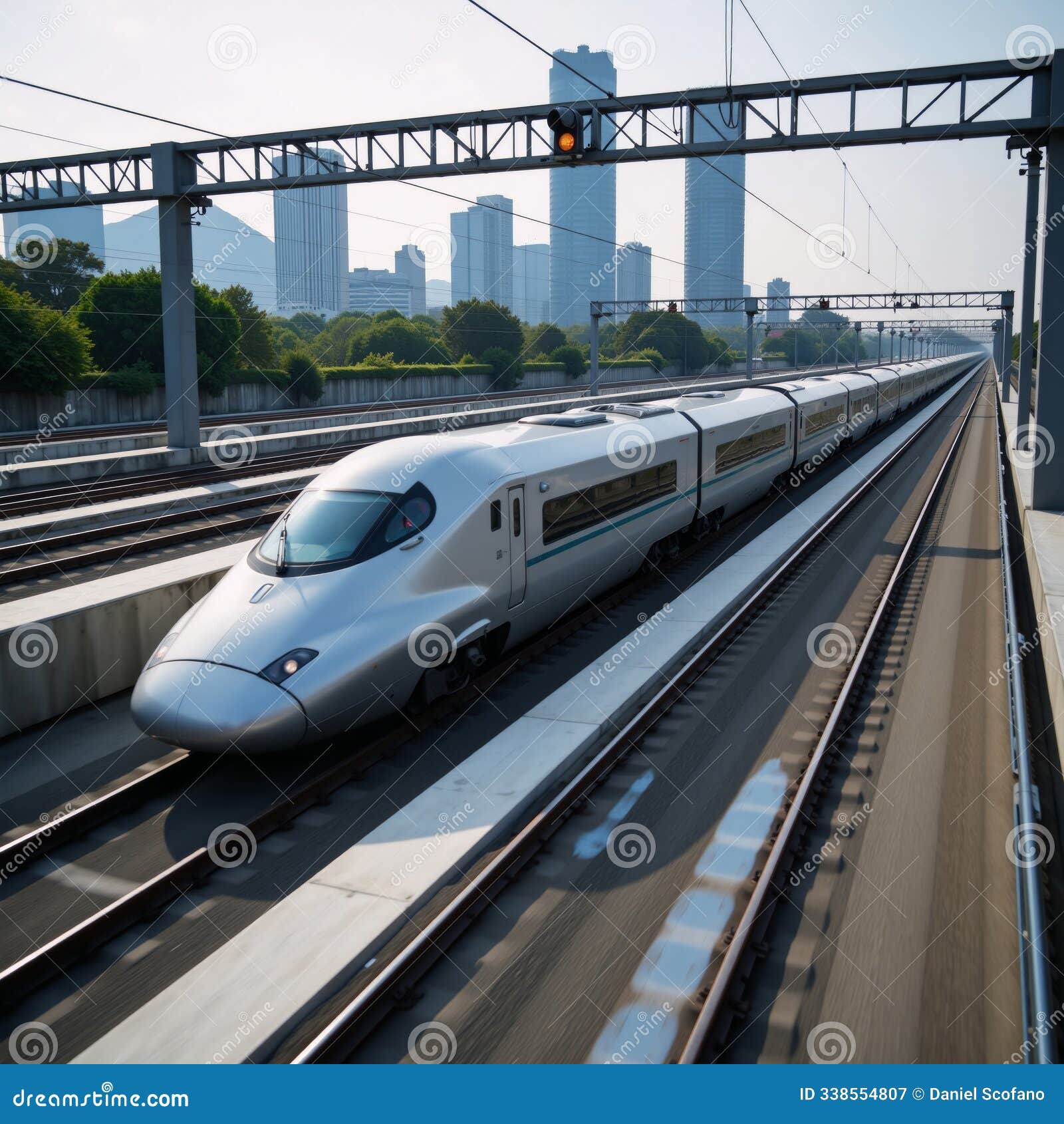 Highspeed Train Racing Across an Efficient Connected Modern Railroad ...