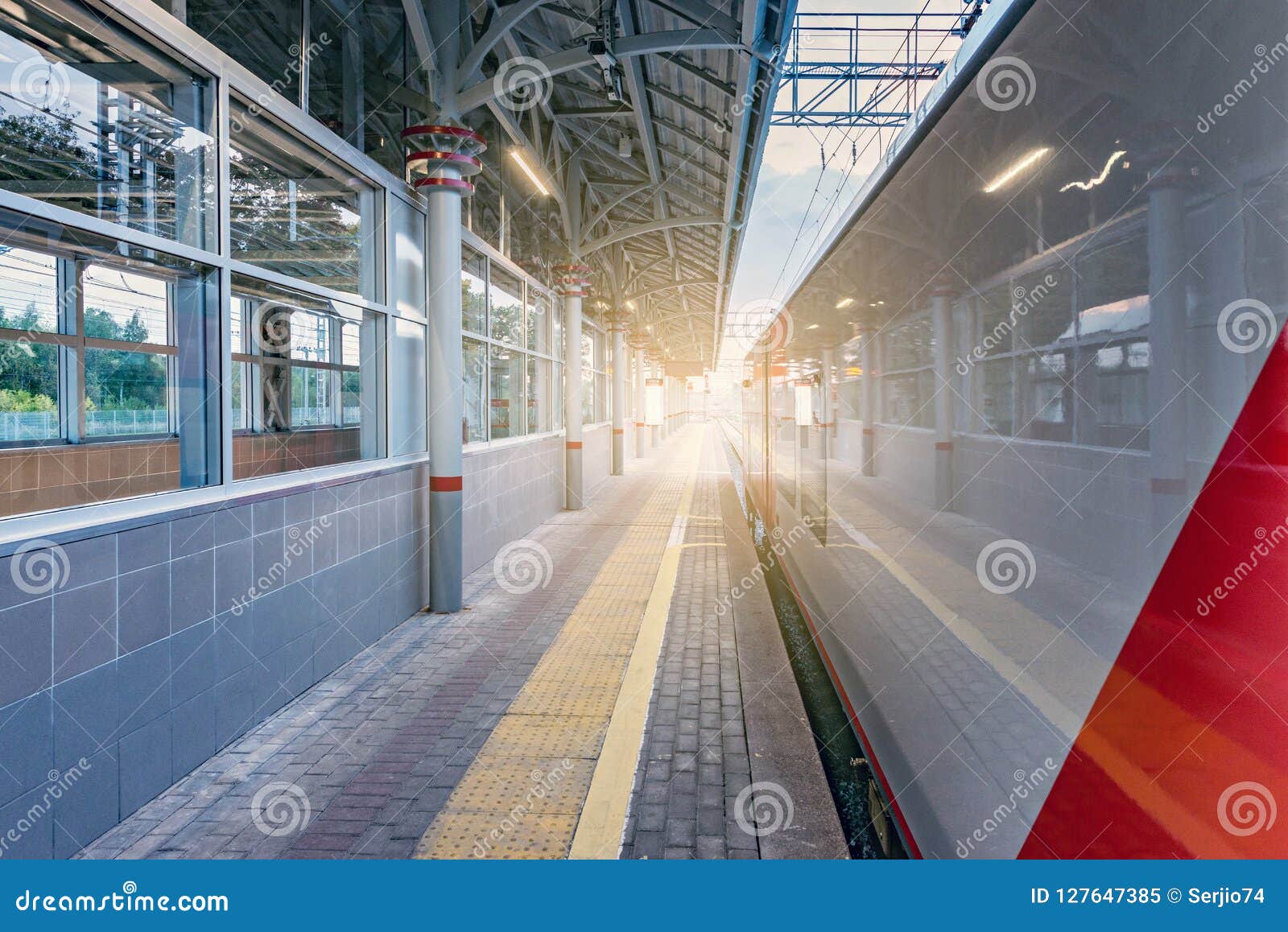 Highspeed Train Stands by the Station Platform. Stock Image - Image of ...