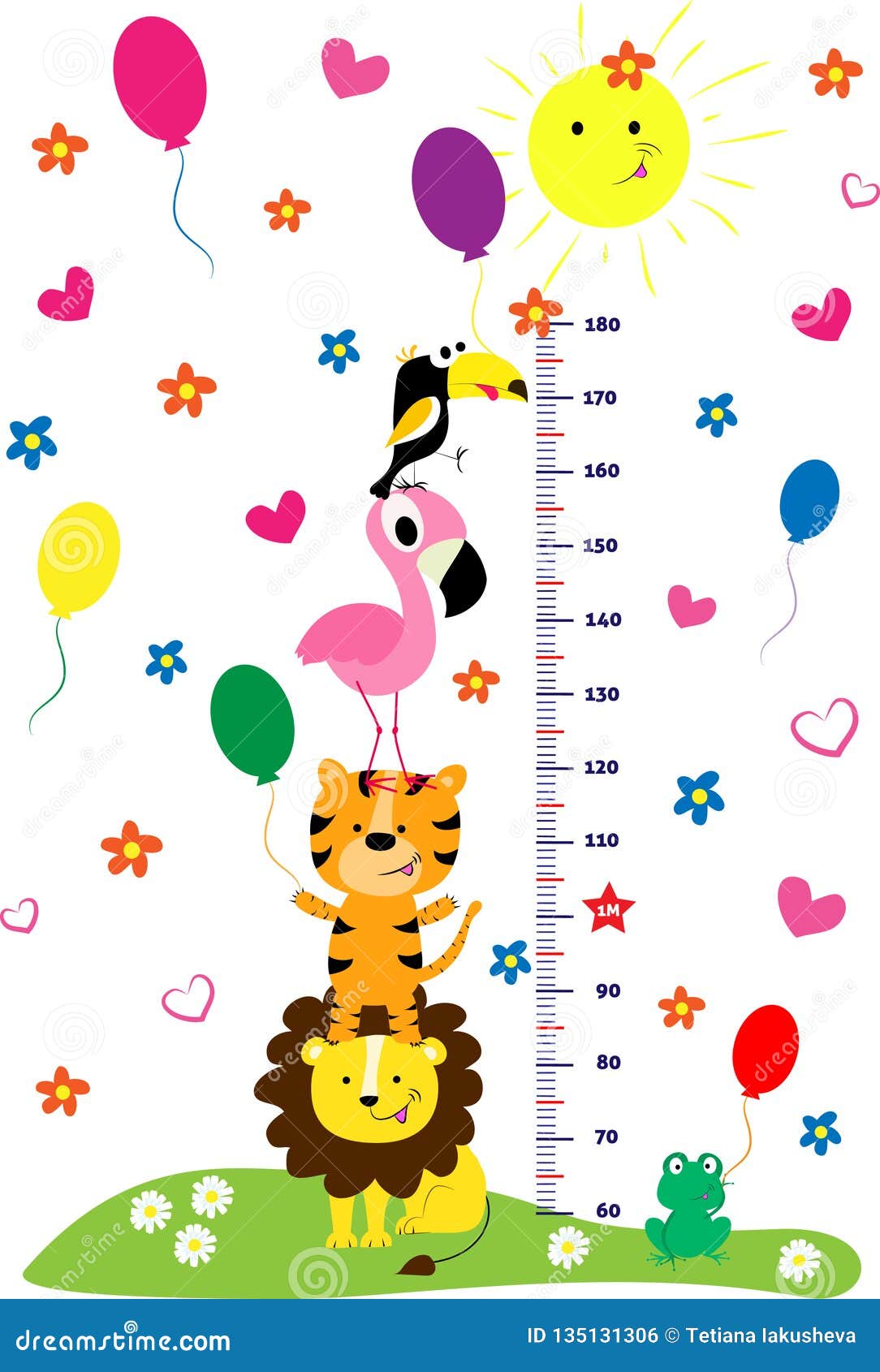 Hight Meter For Kids With Nice Snake Vector Illustration ...