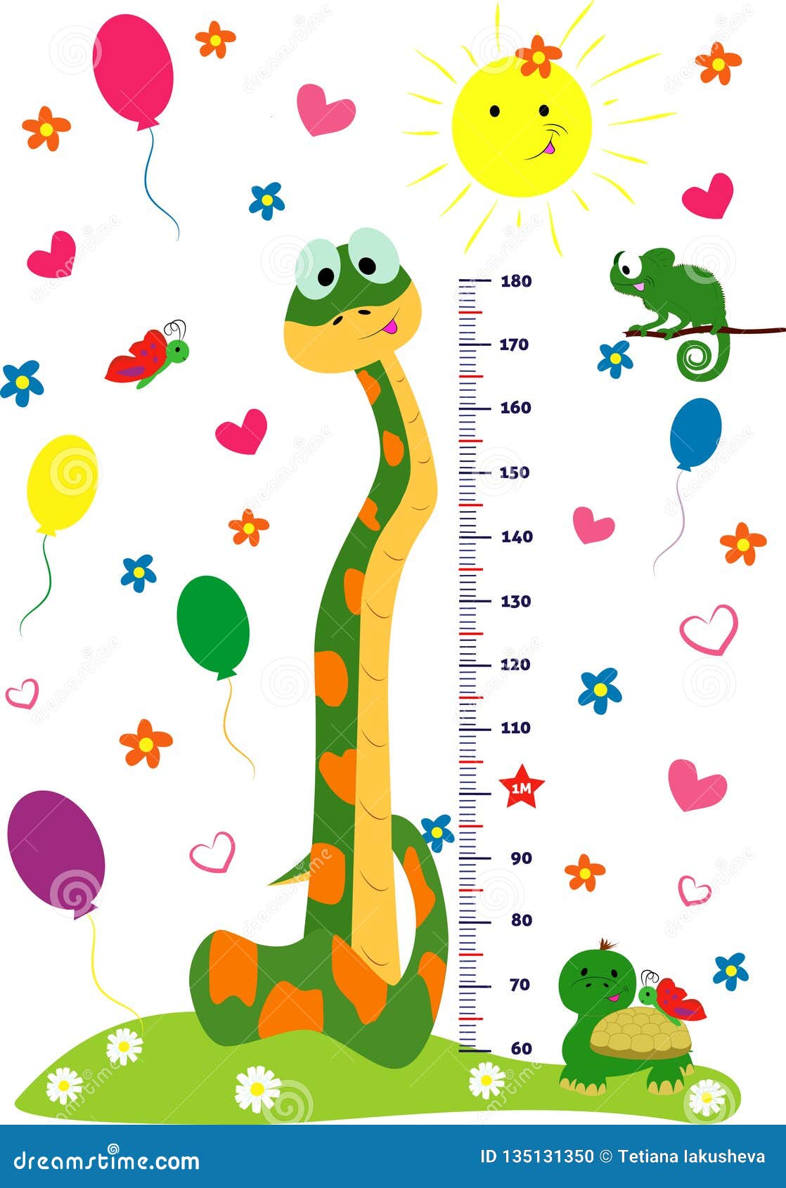 Hight Meter For Kids With Nice Snake Vector Illustration ...