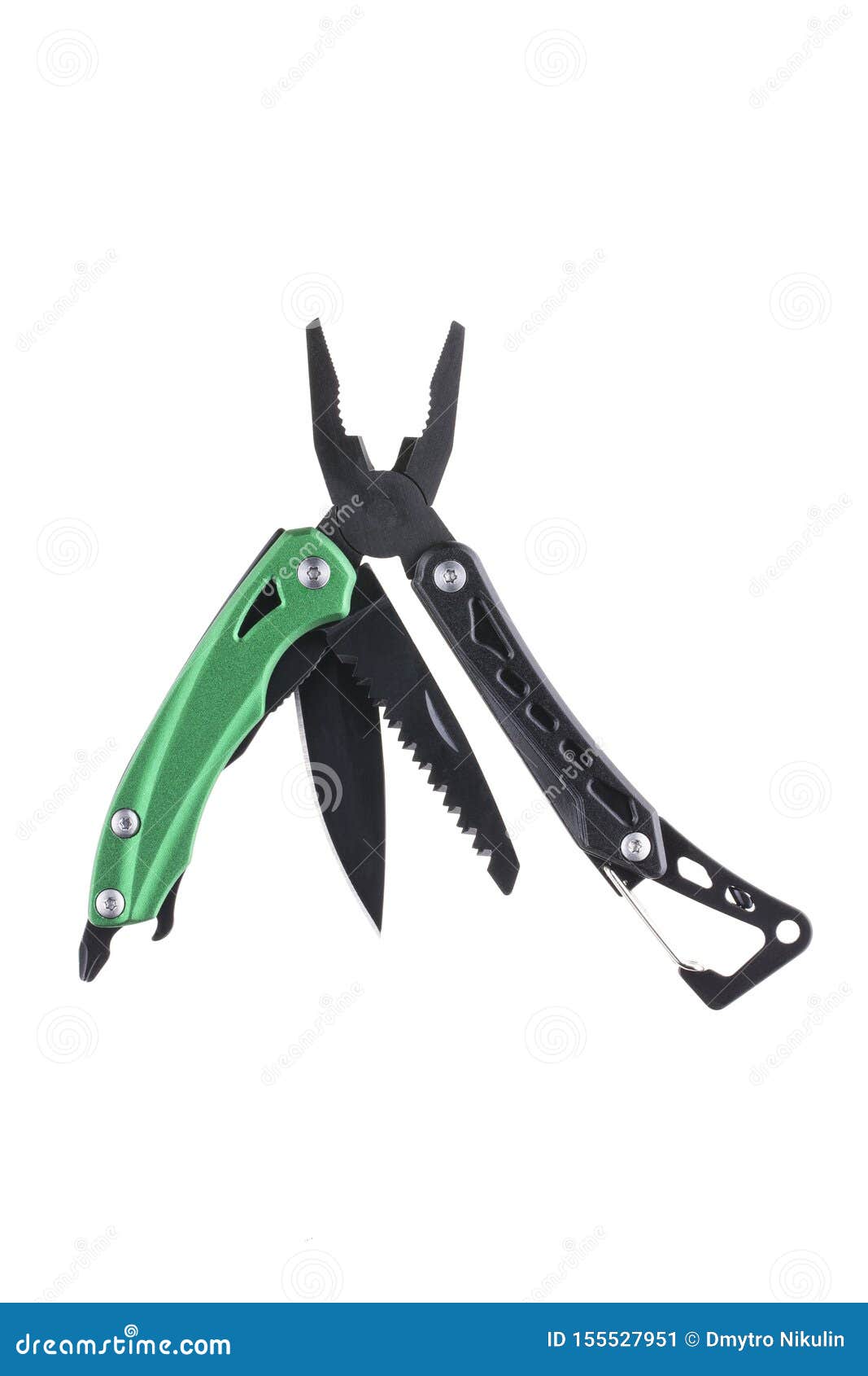 Hight Quality Black and Green Multi-tool Unfolded Stock Image - Image ...