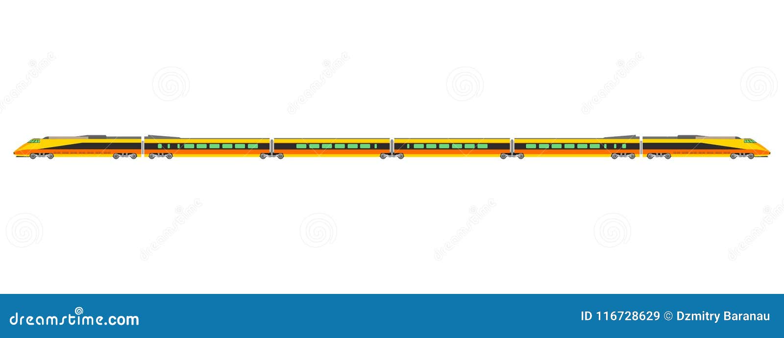 Hight Speed Rail Yellow Train Vector Flat Illustration Design Stock ...