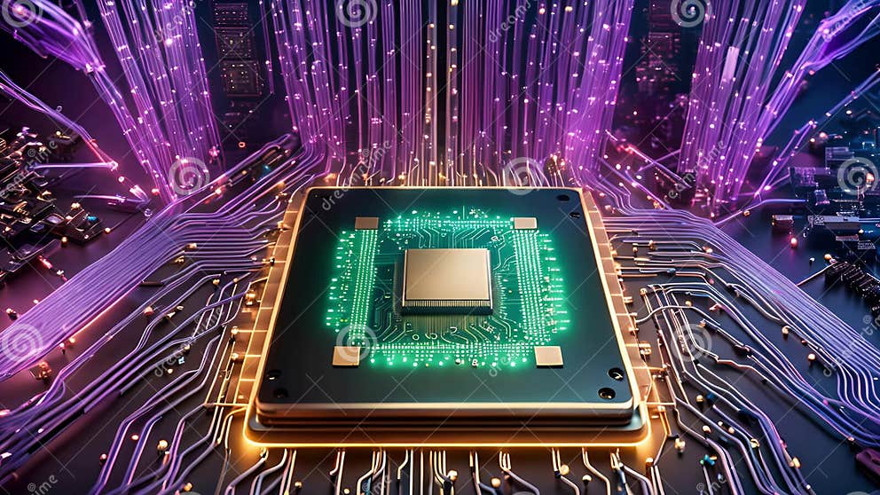 Hightech Electronics with Advanced Microprocessor Circuitry and Data Streams Stock Image - Image ...