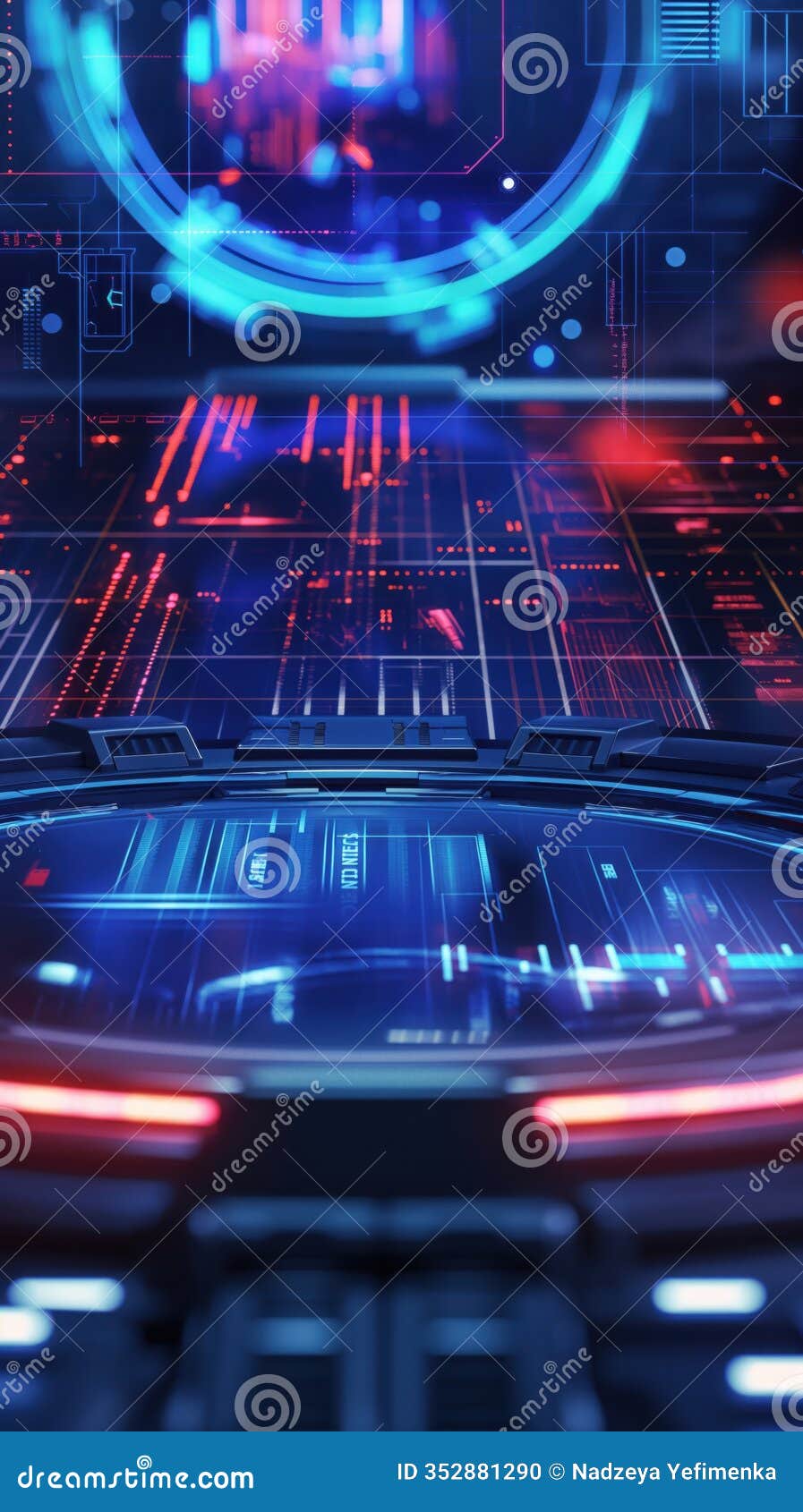 Hightech Holographic Control Panel with Circular Scanning Elements ...