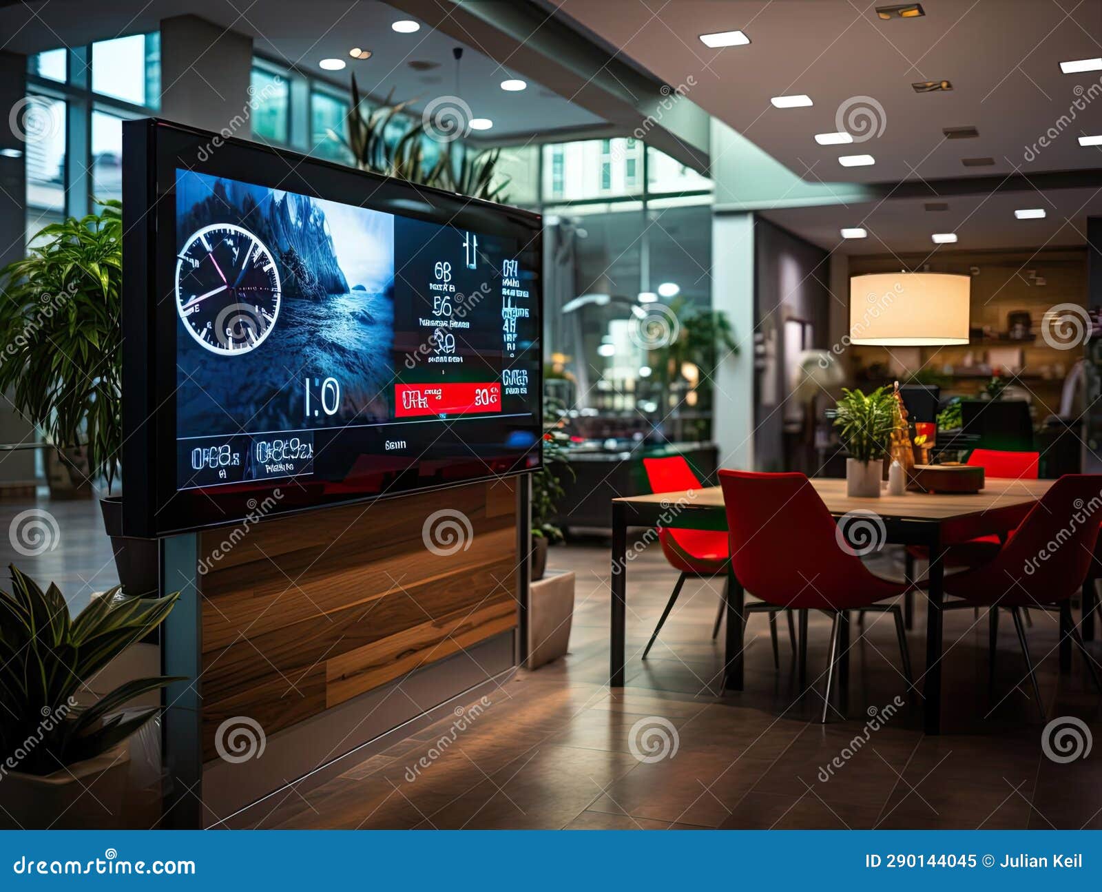 Hightech Office with Digital Signage and Automation Stock Illustration ...