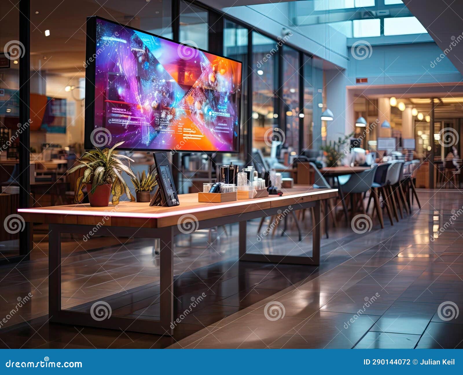 Hightech Office with Digital Signage and Automation Stock Illustration ...