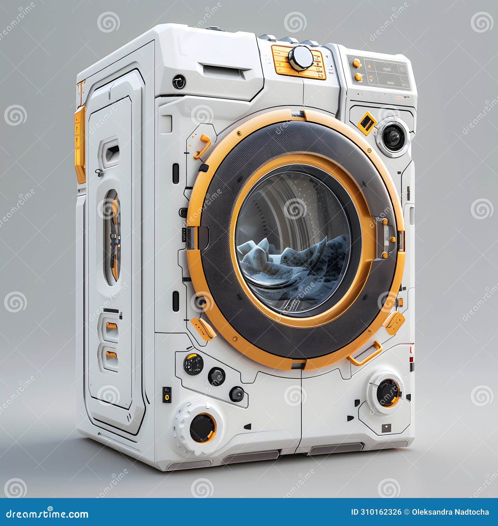 Futuristic Washing Machine with Digital Camera Inside Stock Photo ...