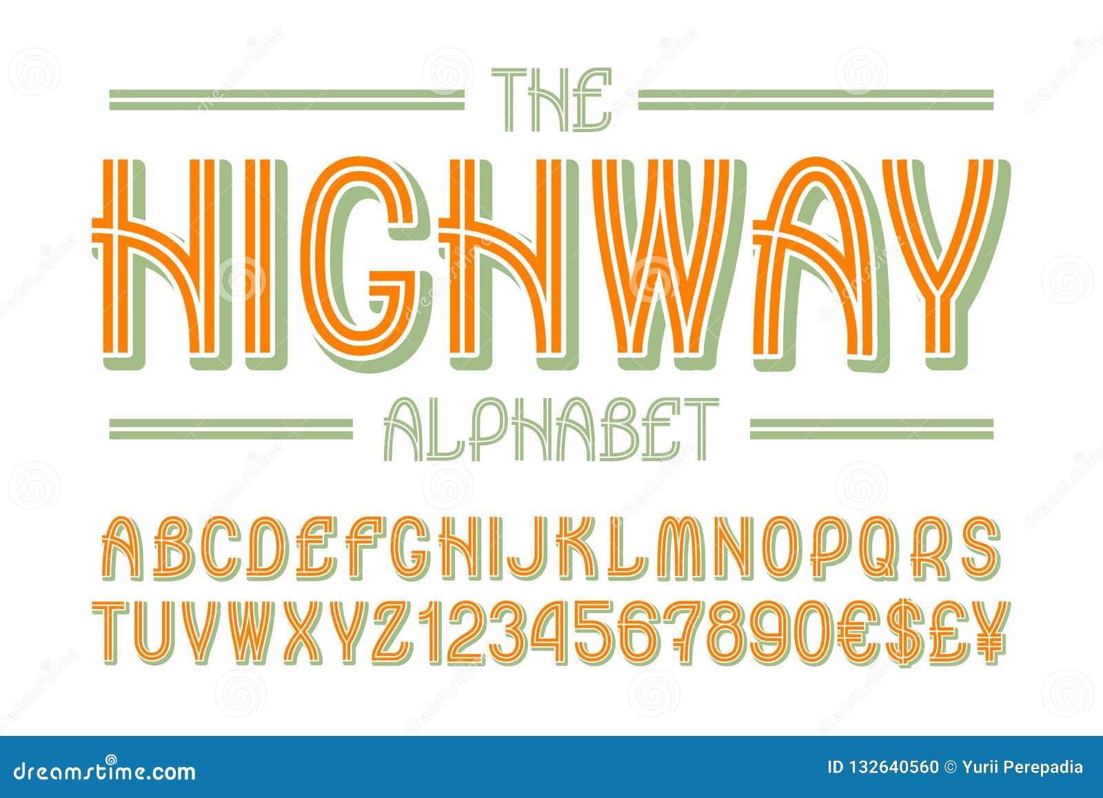 Highway Alphabet with Numbers and Currency Signs Stock Vector ...