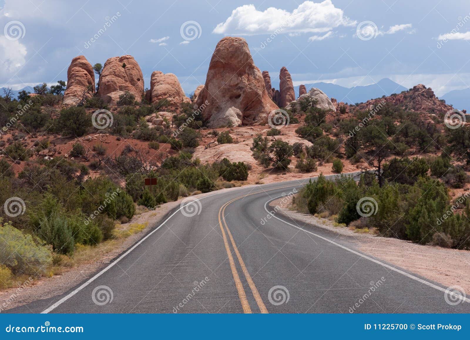 Highway in Arches National Park Stock Photo - Image of rock, stone ...