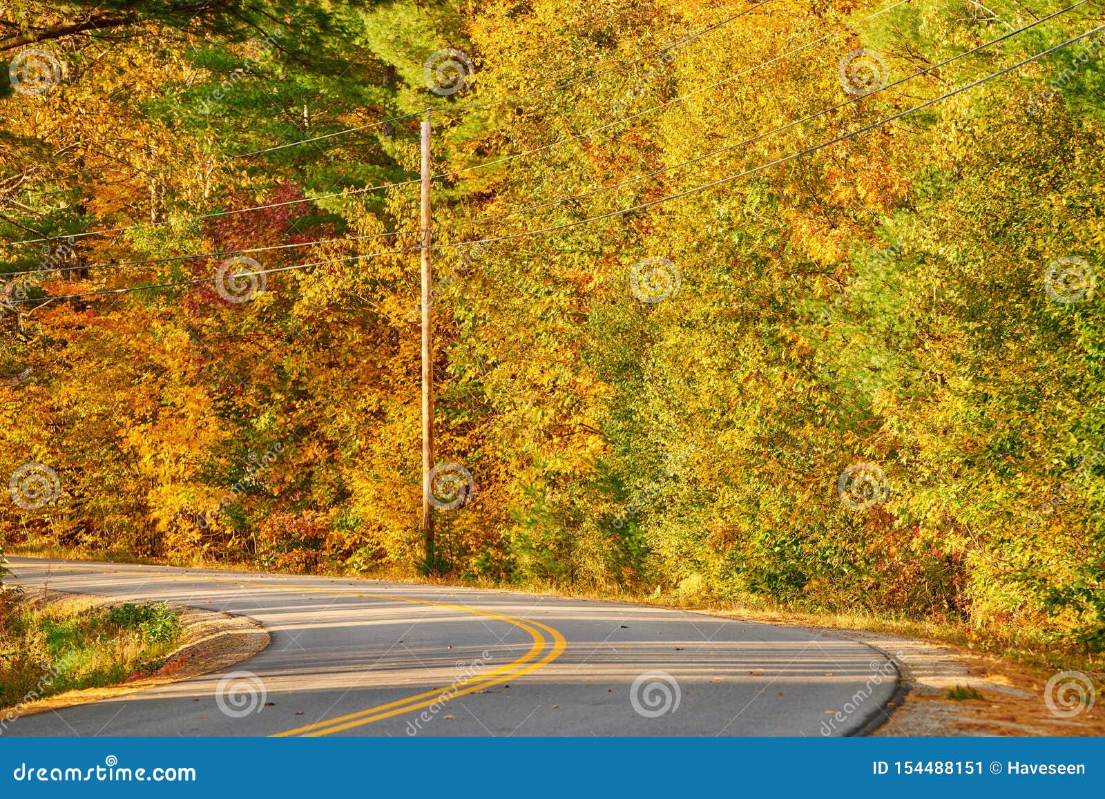 Highway at Autumn Day, Maine, USA Stock Image - Image of america ...