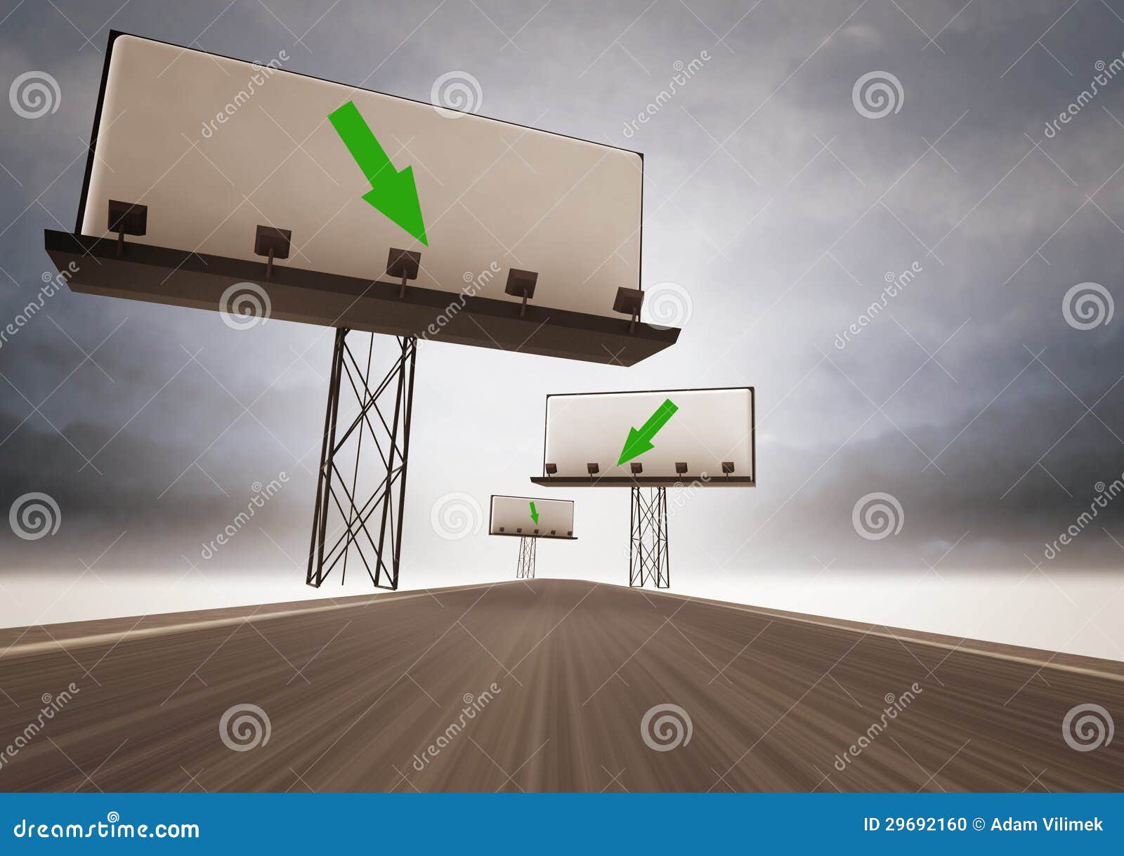 Highway with Billboards and Arrow Way Direction Stock Illustration ...