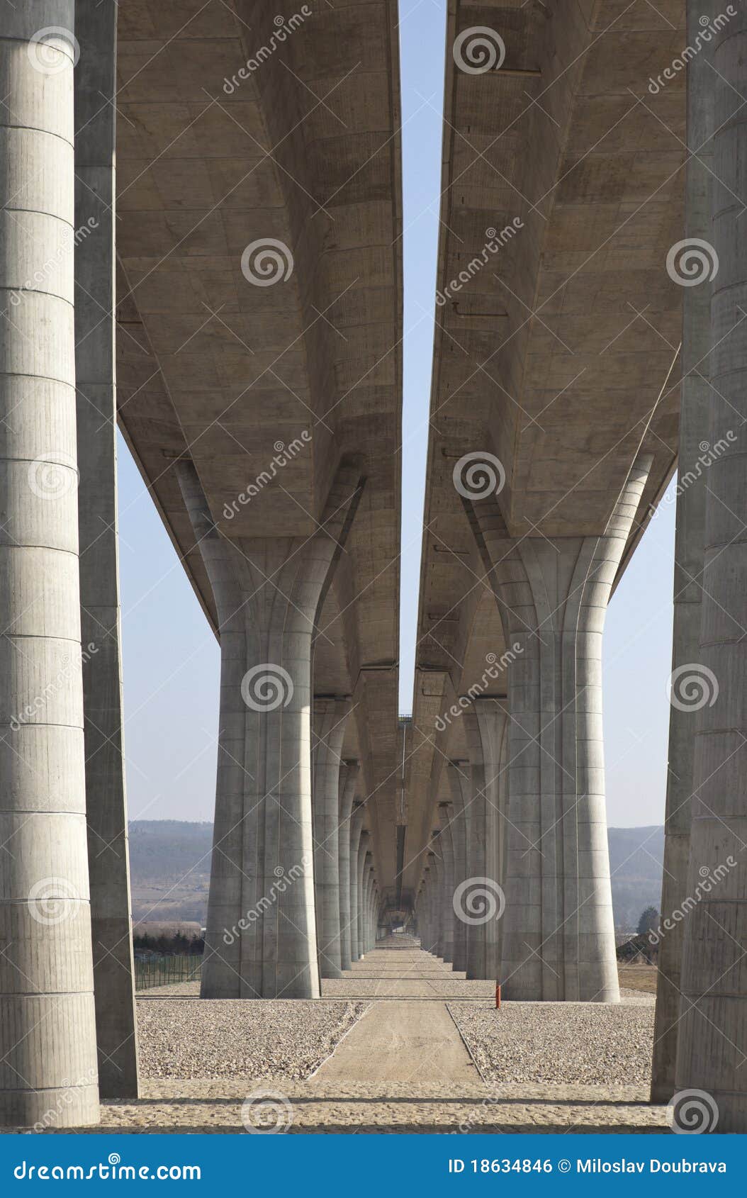 Highway bridge colonnade stock photo. Image of cast, road - 18634846
