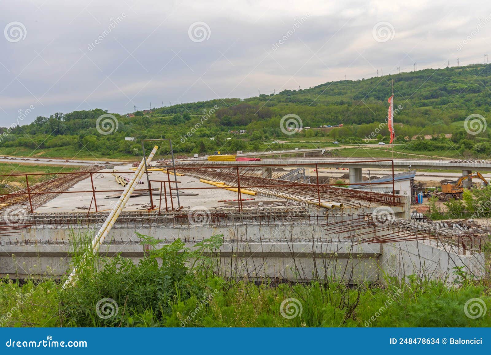 Highway Bridge Construction Site Stock Photo - Image of overpass ...