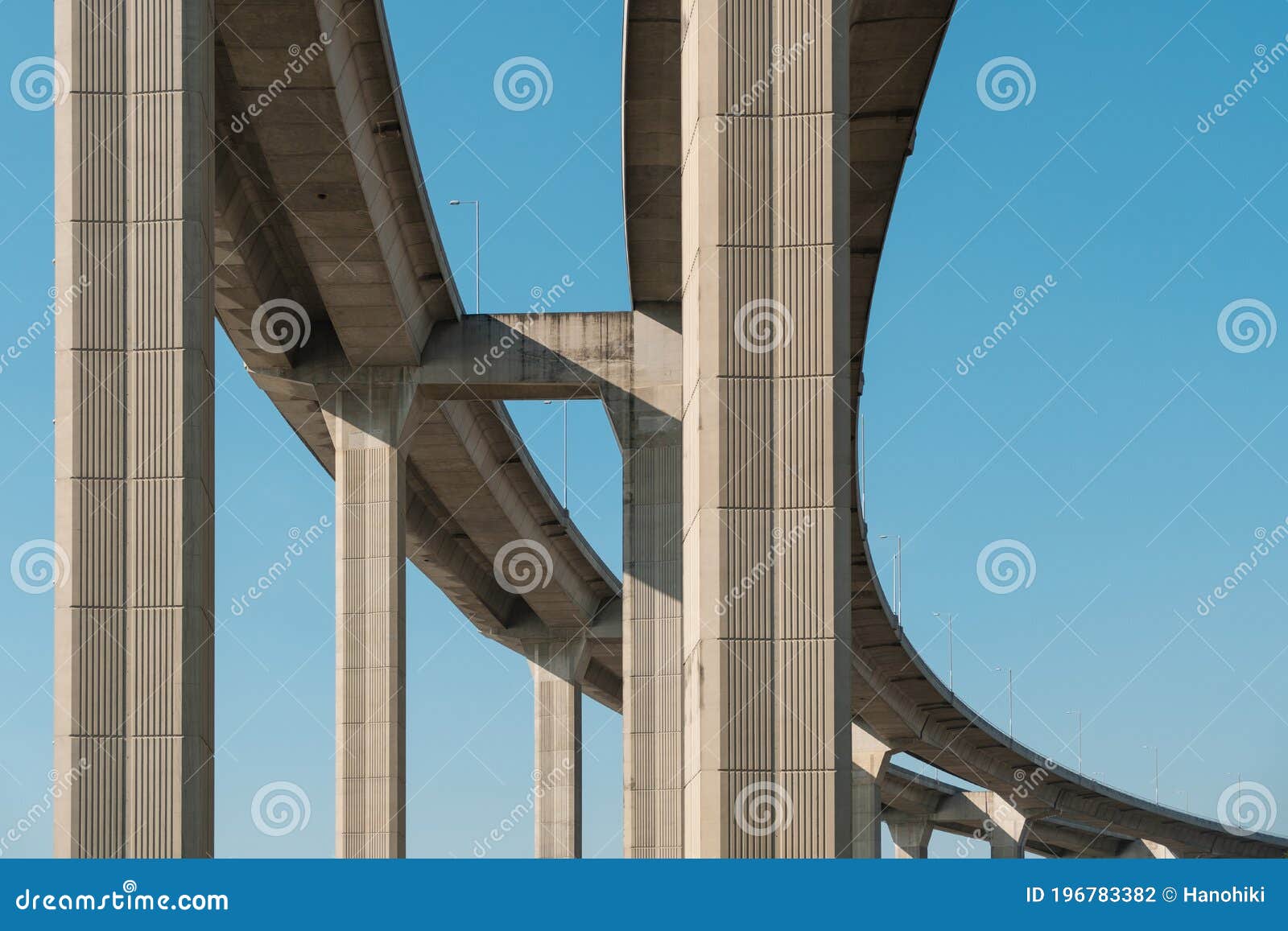 Highway Bridge, Elevated Freeway Isolated on Blue Sky Stock Photo ...