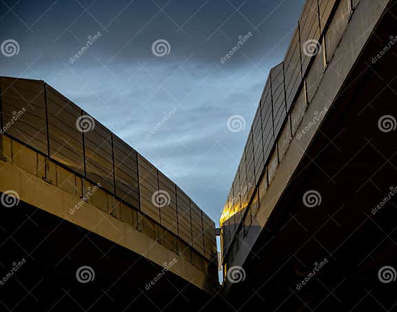 Modern Bridge Intersection Close Up Stock Image - Image of highway ...