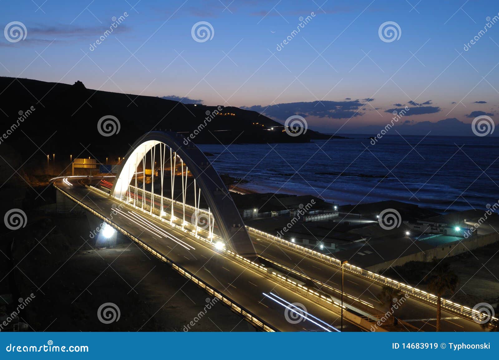 Highway bridge at night stock image. Image of europe - 14683919