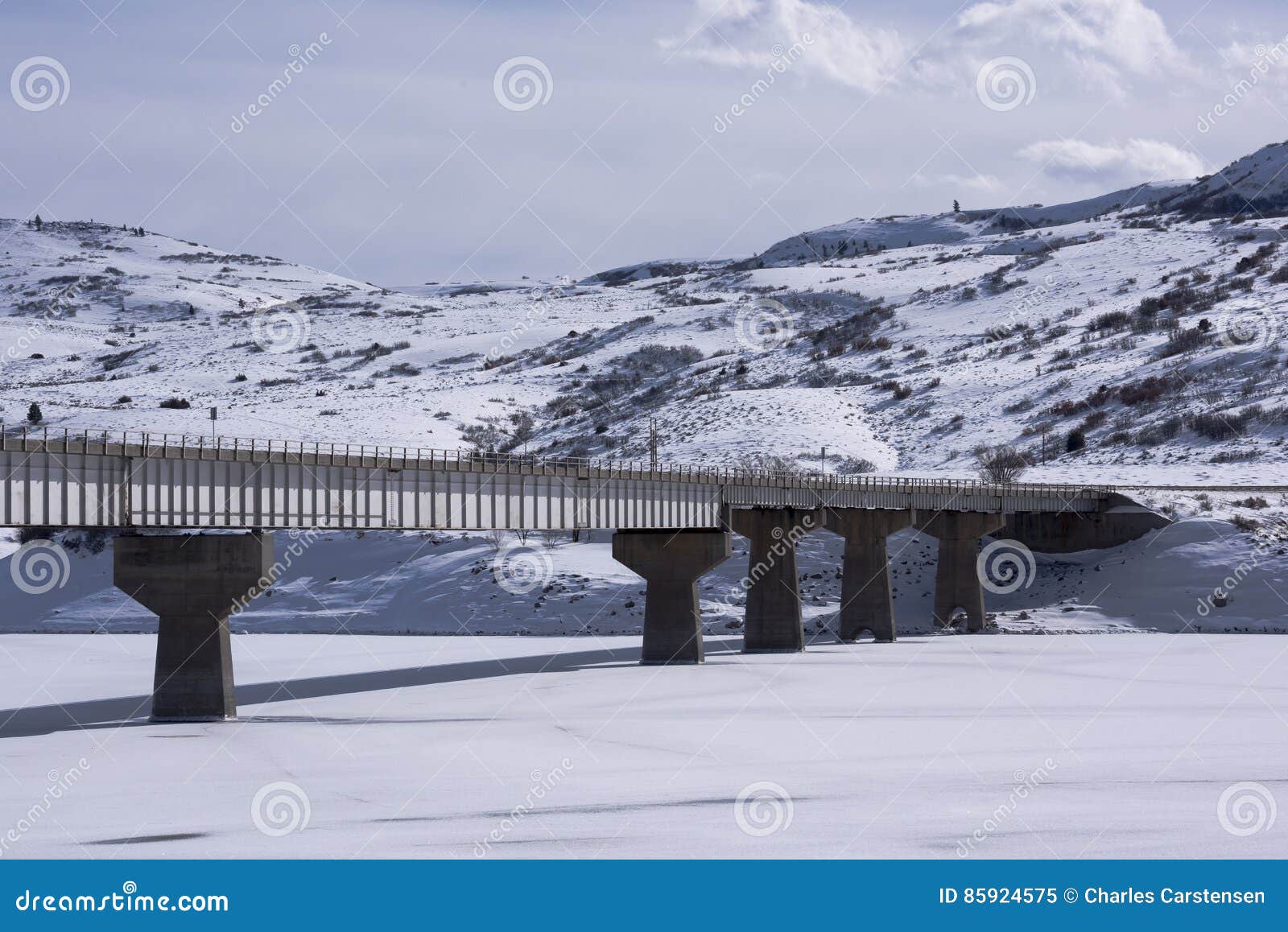Highway Bridge Over Blue Mesa Reservoir Stock Image - Image of snow ...