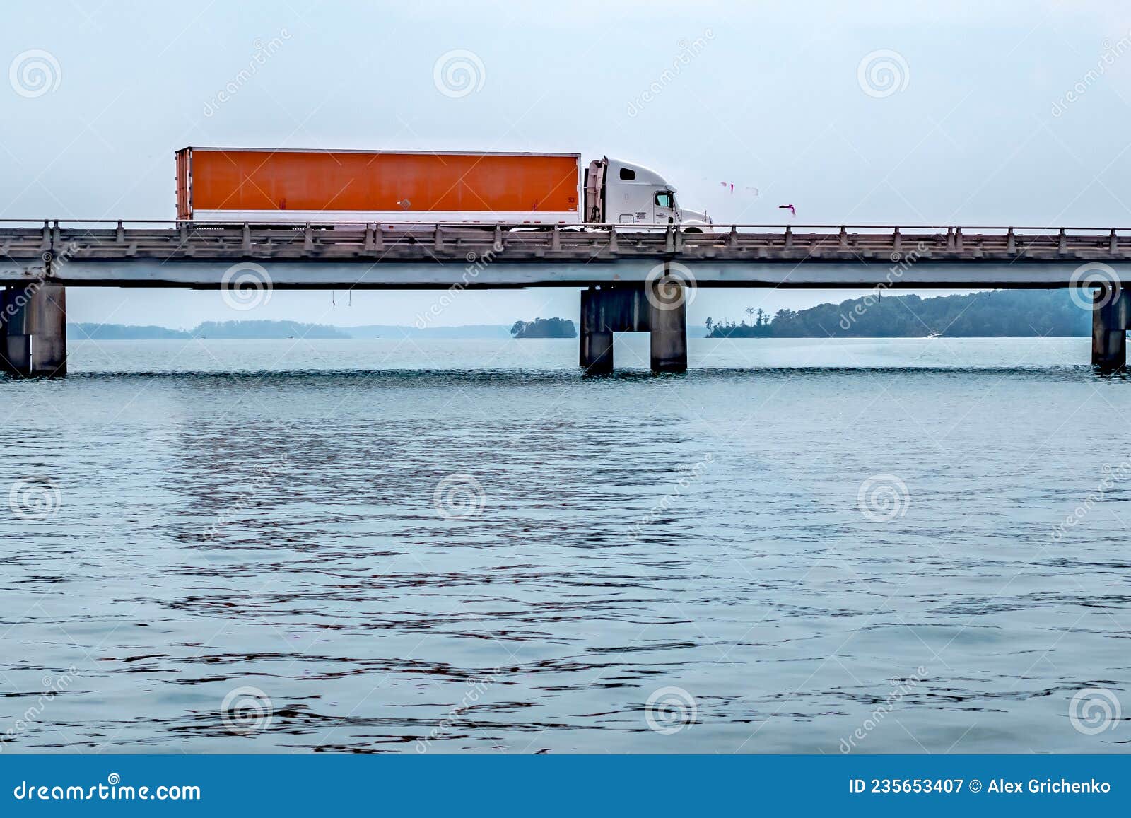 Highway Bridge Overpass Over the Lake Stock Image - Image of connection ...
