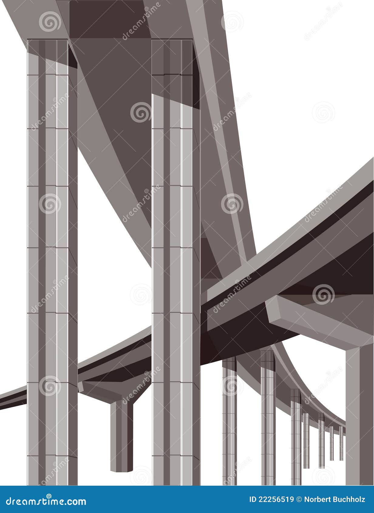 Car Overpass Crosses The Highway. Road Interchange. Illustration ...