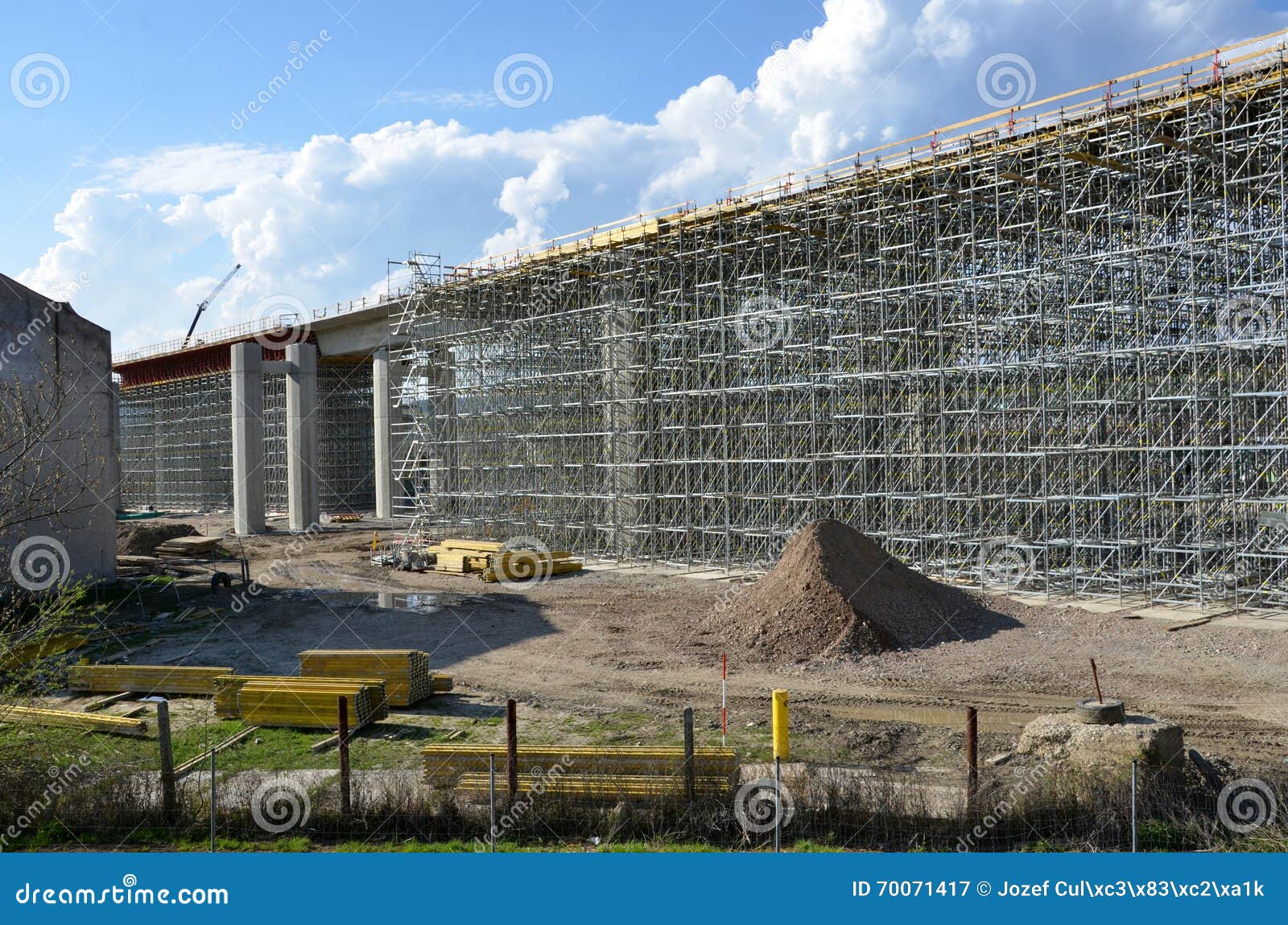 Highway Building Process: Building of Carriageway Over Land on Pillars ...