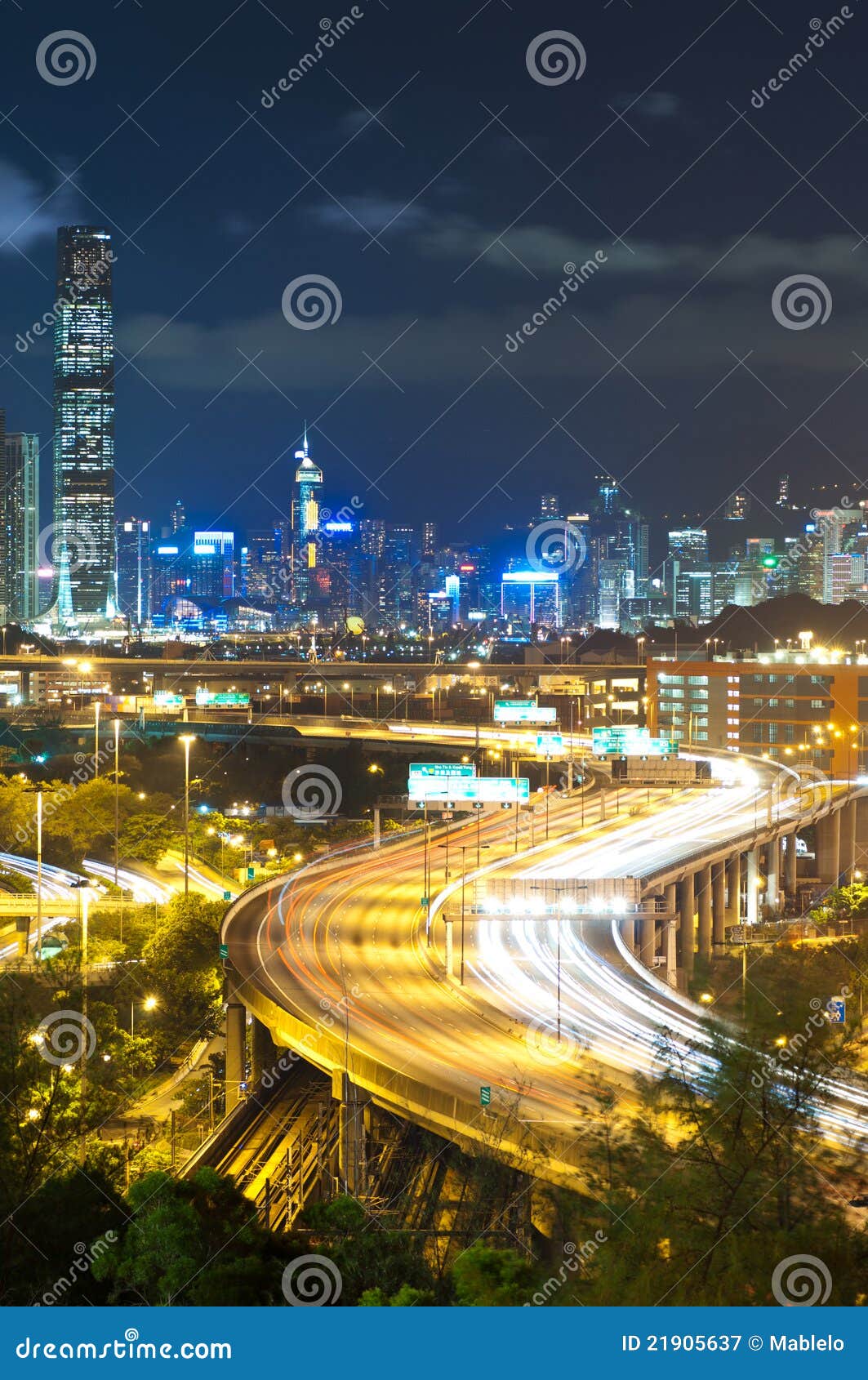 Highway and the city stock image. Image of moving, road - 21905637
