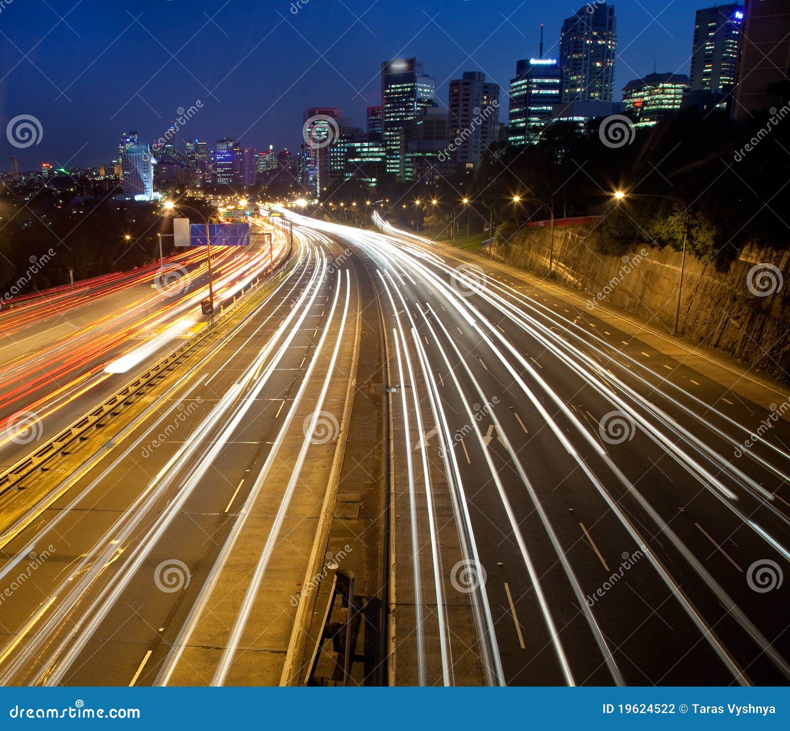 Highway City lights stock photo. Image of cityscape, illuminated - 19624522