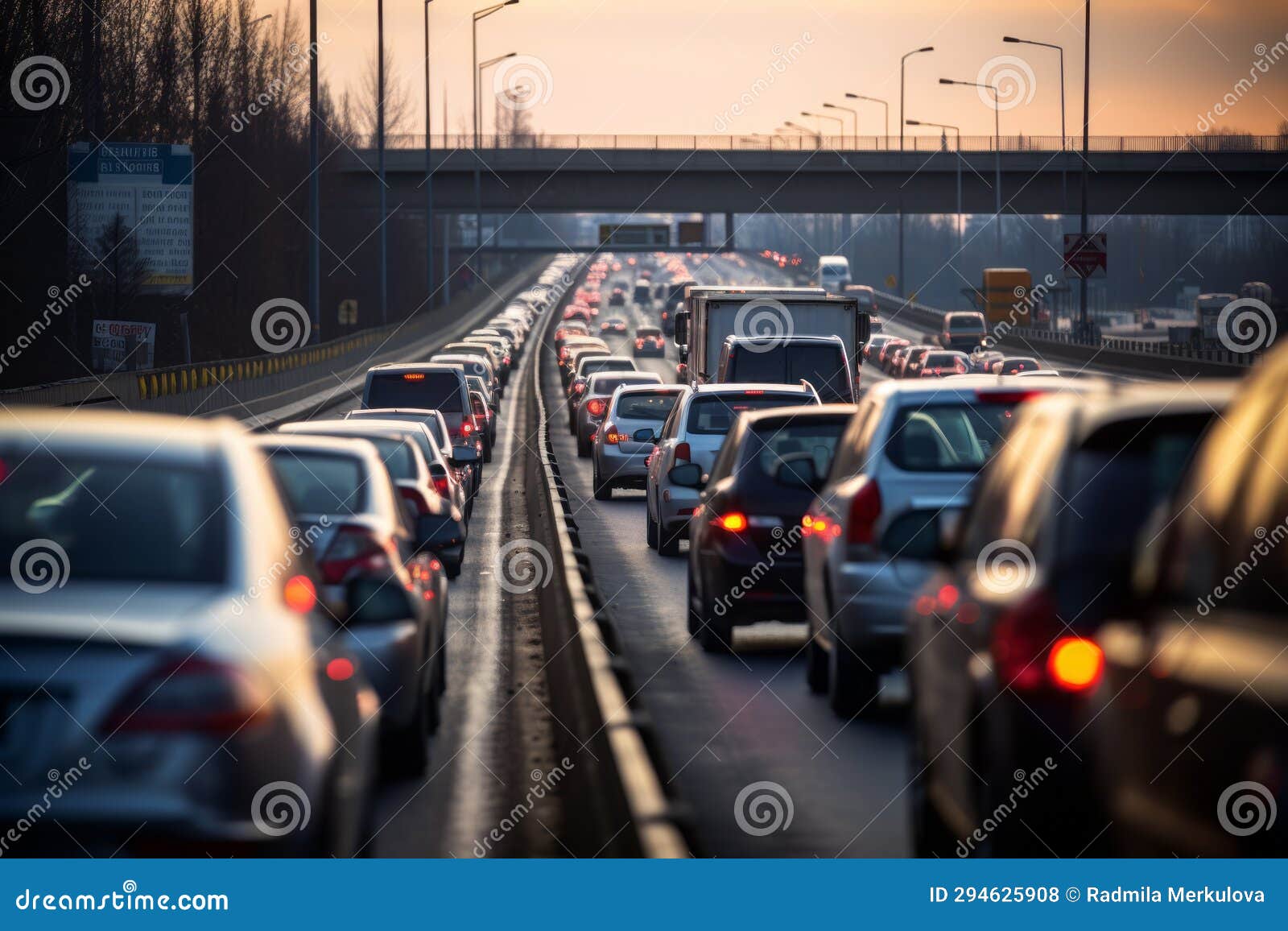 A Highway Congested with Prolonged Traffic Jam Caused by High Traffic ...