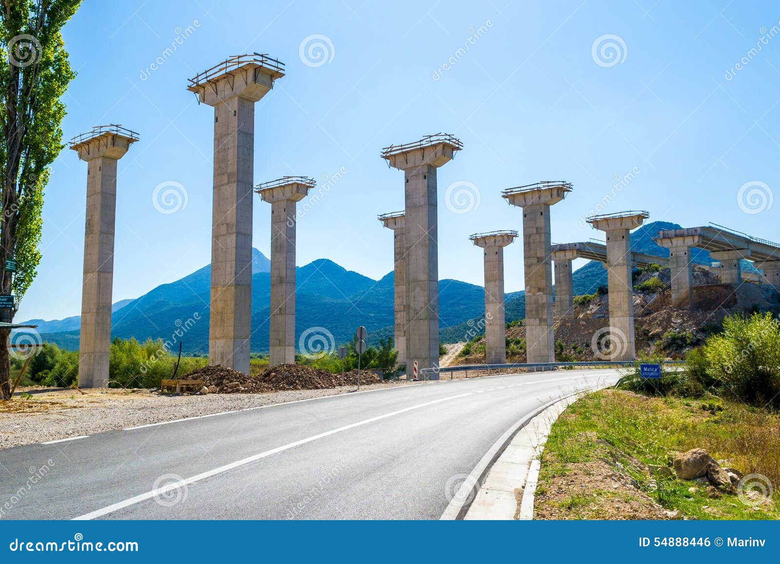 Highway Construction in Nature Stock Photo - Image of iron, pillars ...