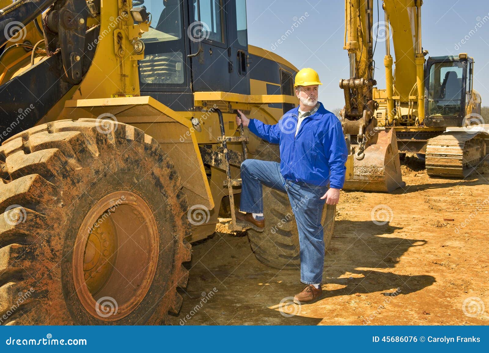 Highway Construction Worker with Equipment Stock Photo - Image of ...