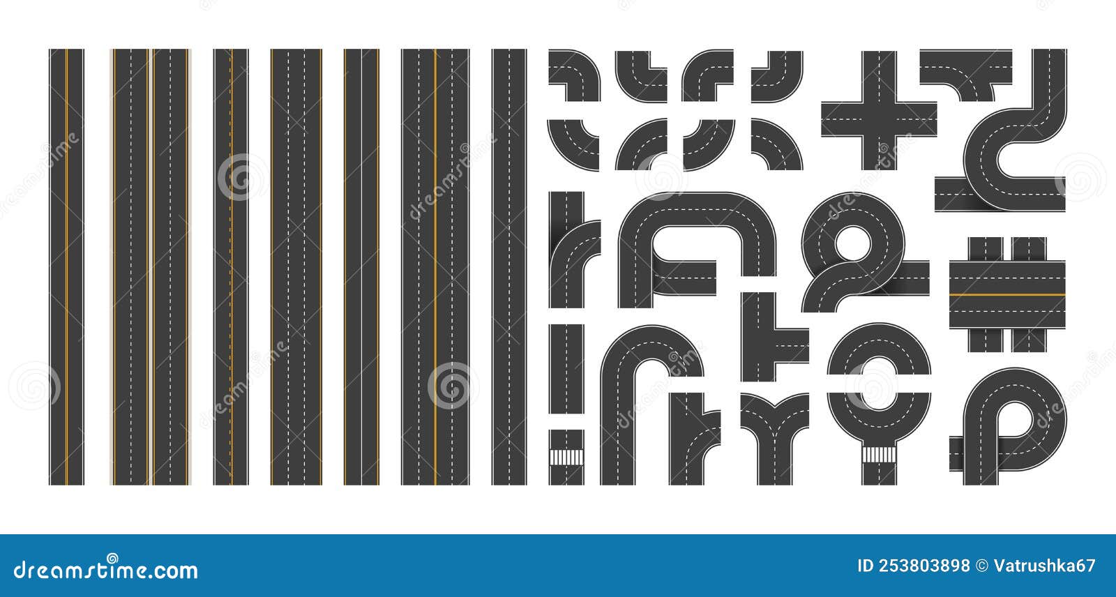 Highway Constructor. Top View of City Road Segments with Marking ...