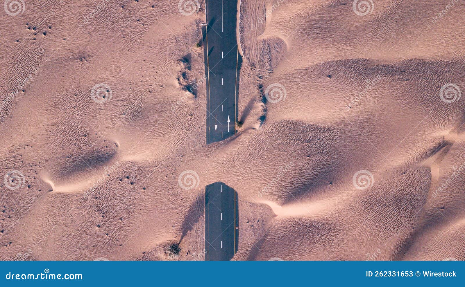 Highway Covered by Sand after a Sandstorm in a Desert in UAE Stock ...