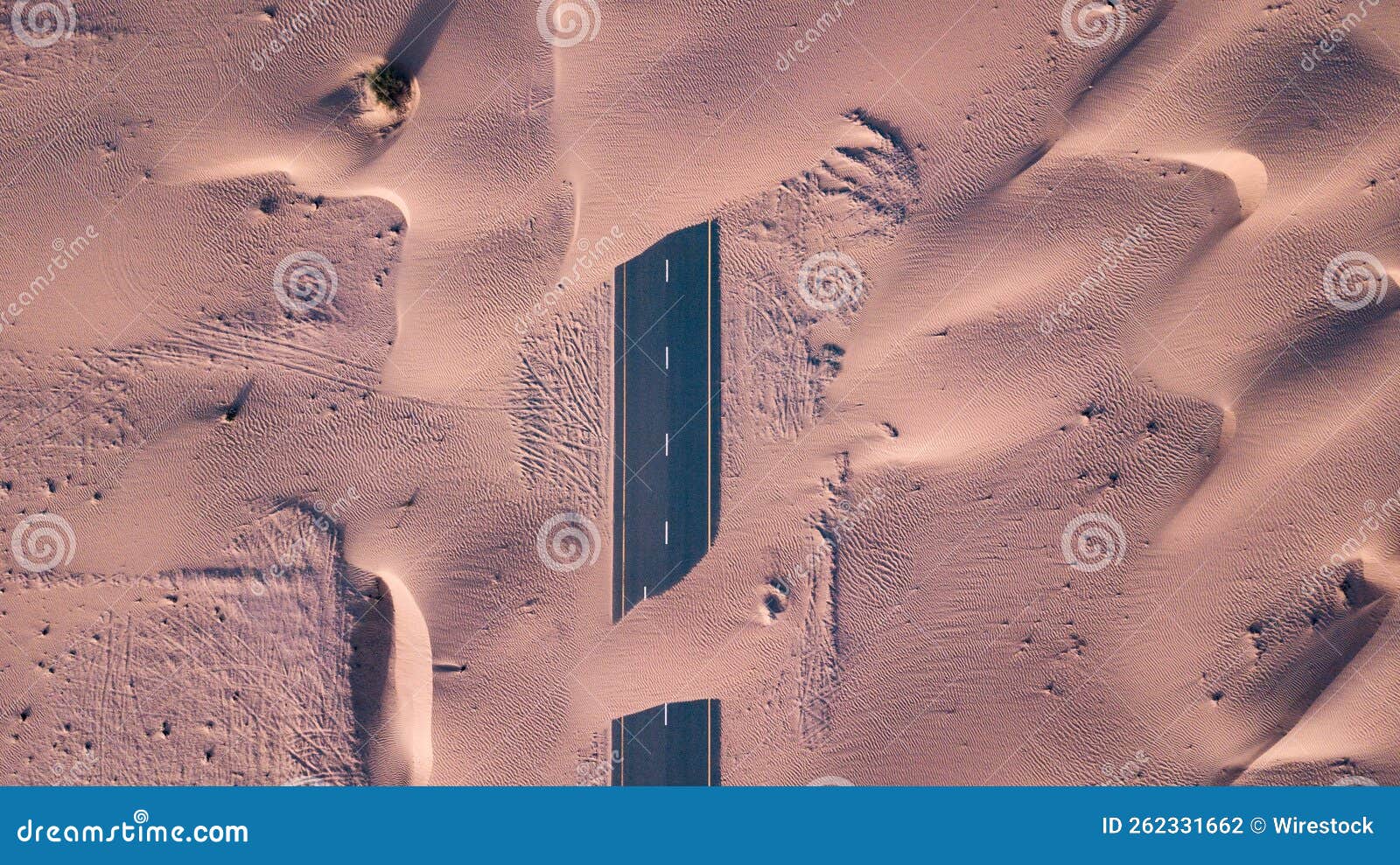 Highway Covered by Sand after a Sandstorm in a Desert in UAE Stock ...