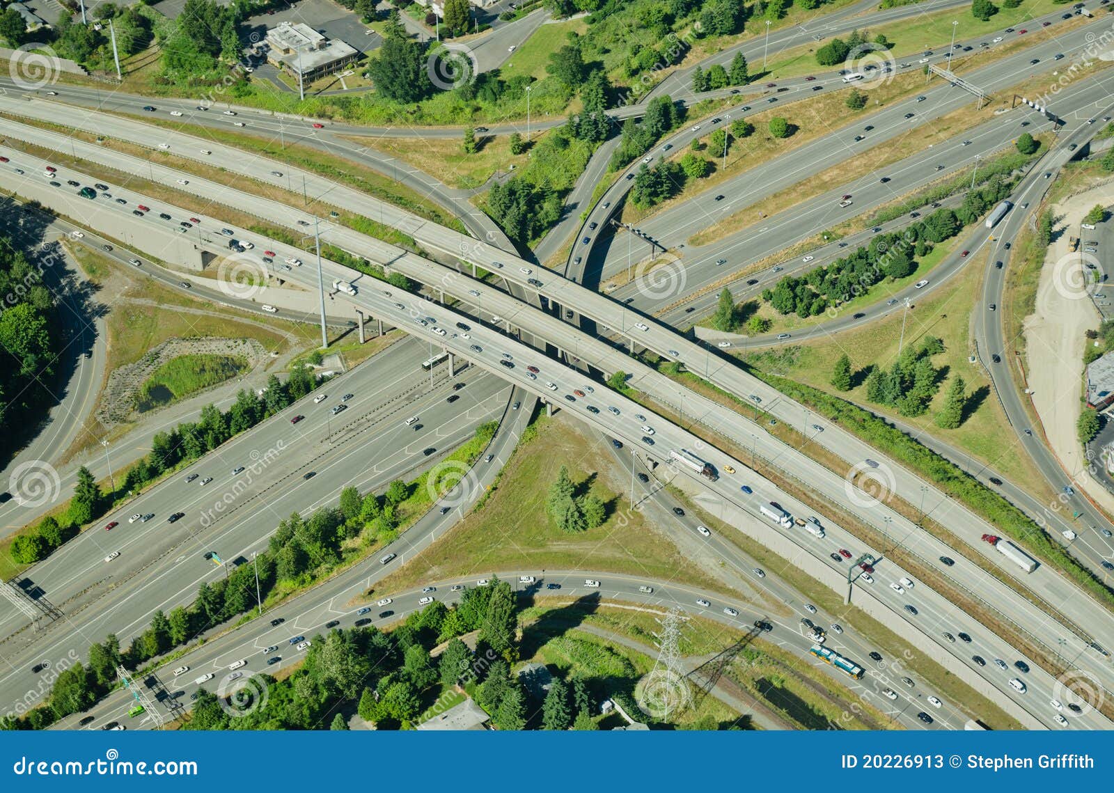 Highway Crossing Highway - Aerial View Stock Image - Image of power ...