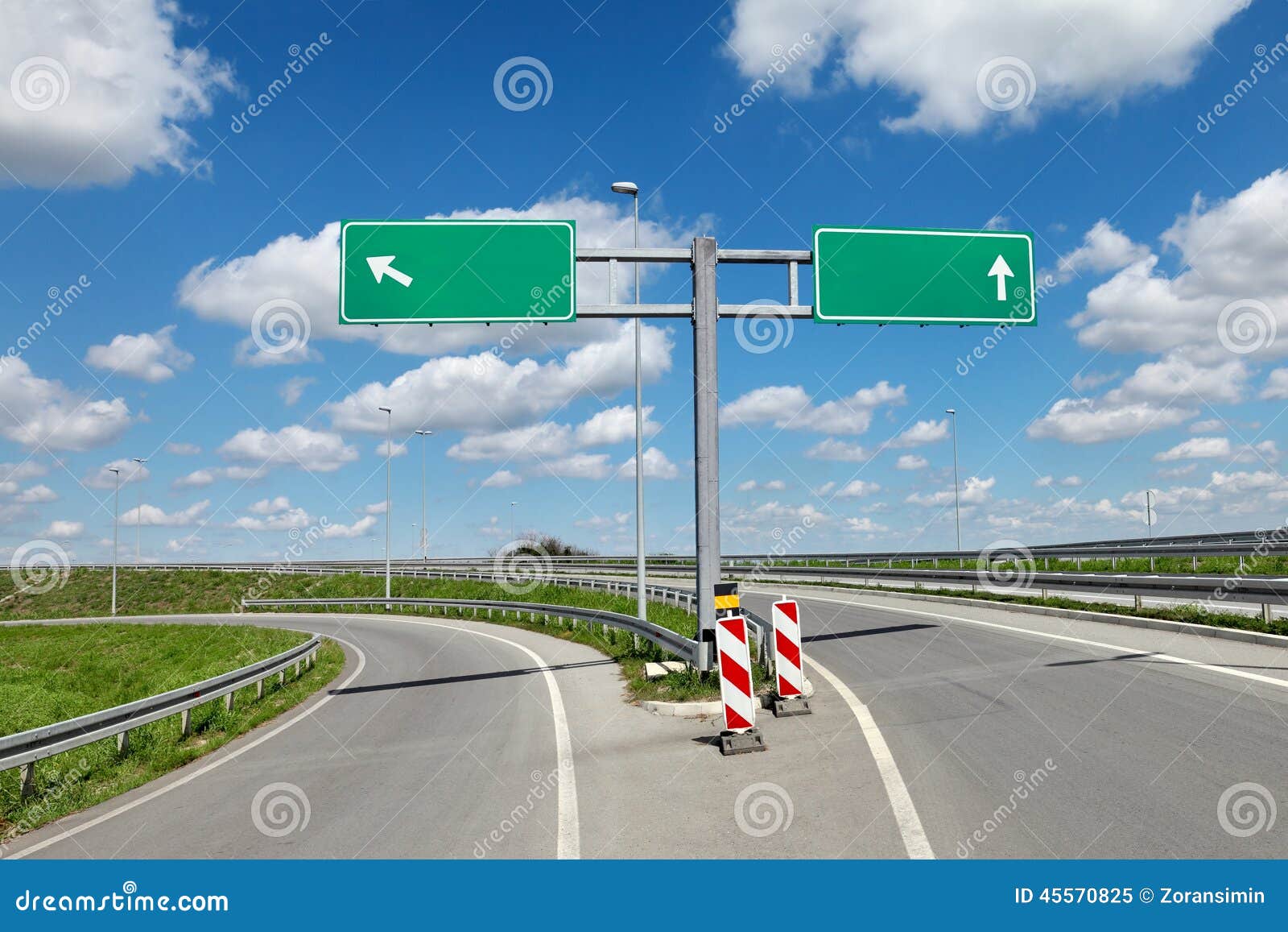Highway Crossroad and Signs Stock Image - Image of roadway, blue: 45570825