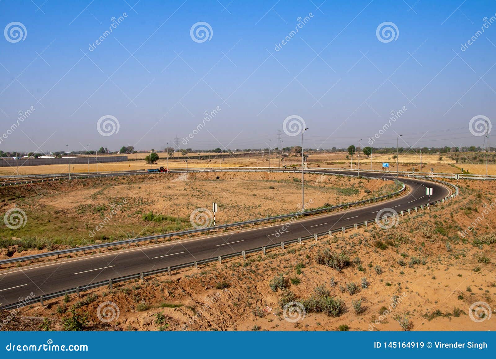 Highway Curve Road in Bright Sunny Day Stock Image - Image of bypass ...
