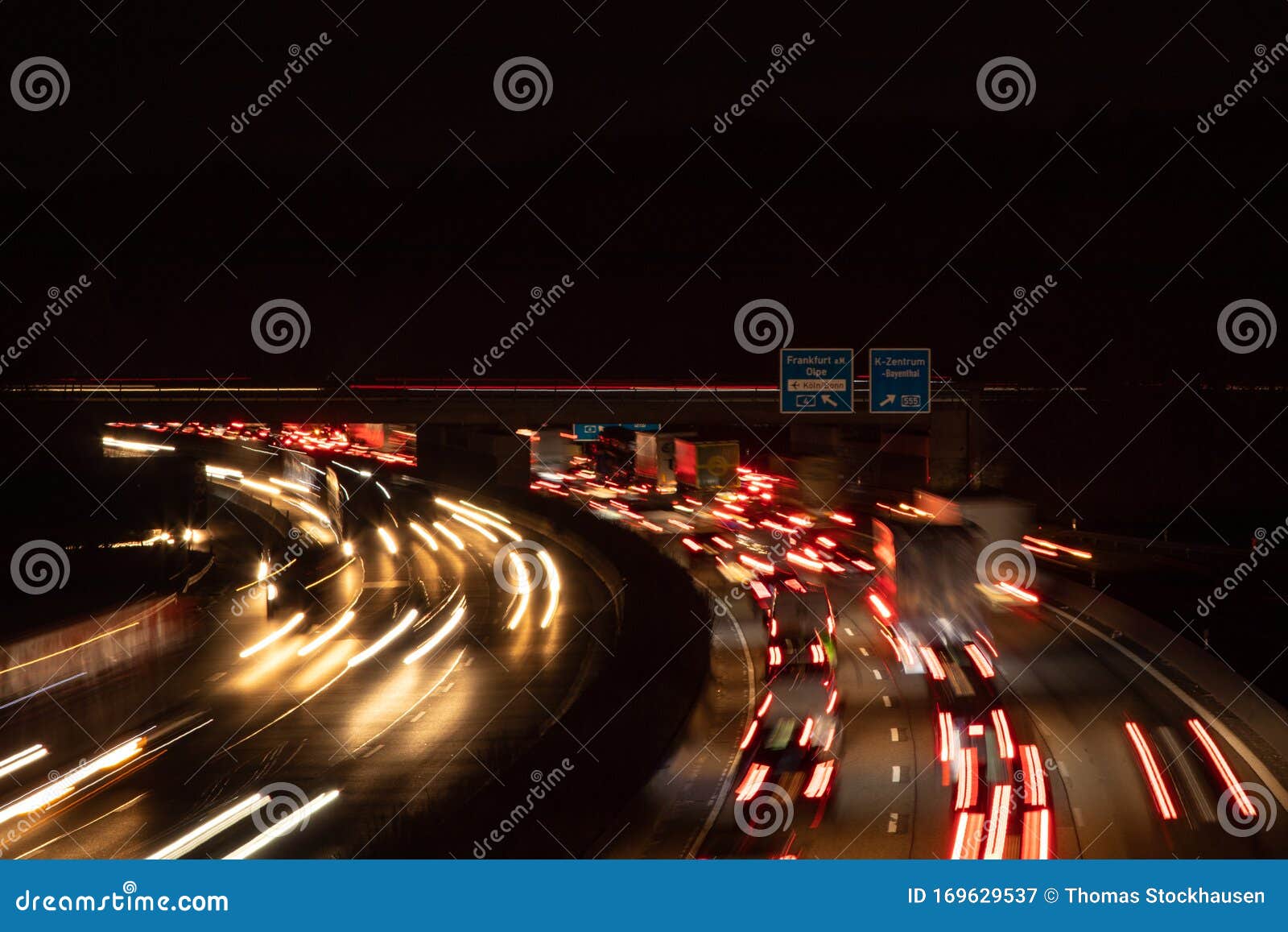 Highway in the Dark, Headlight Lights Stock Image - Image of headlights ...